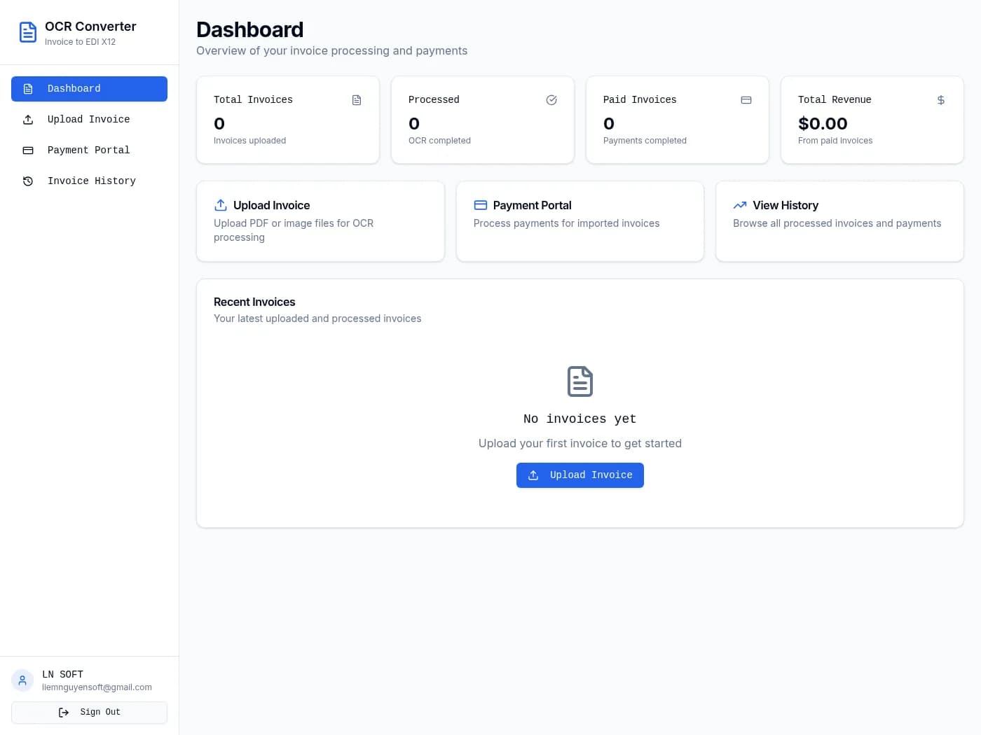 OCR Invoice to EDI X12 Converter & Payment Portal