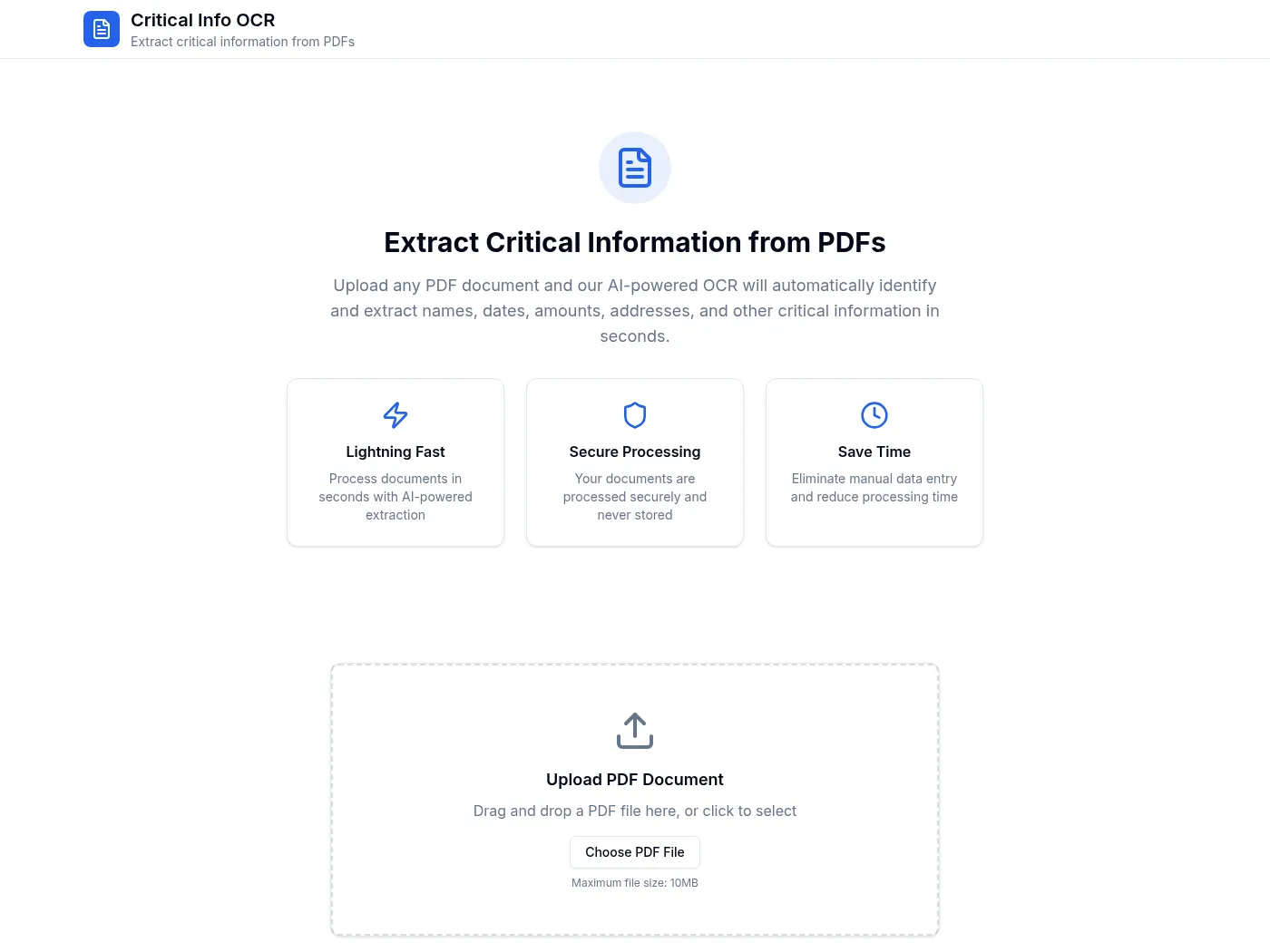 Critical Info OCR PDF Reader