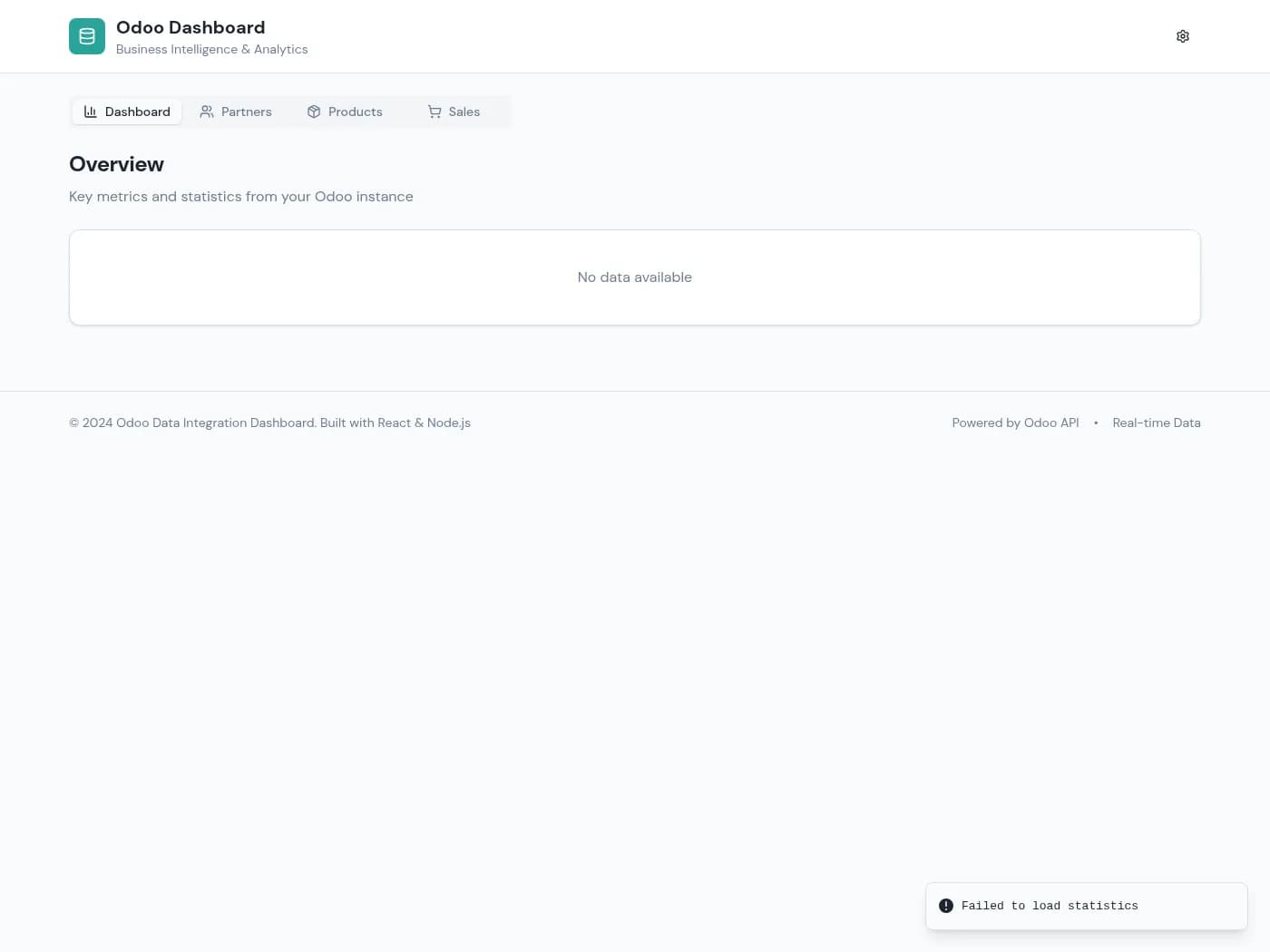 Odoo Data Integration Dashboard