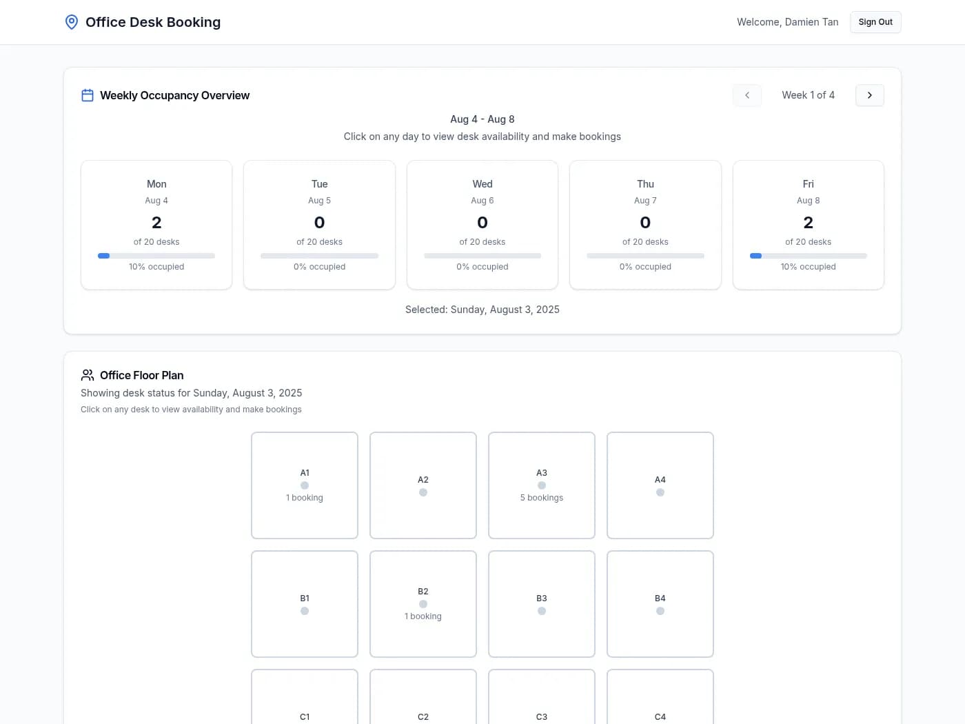 Office Shared Desk Booking System