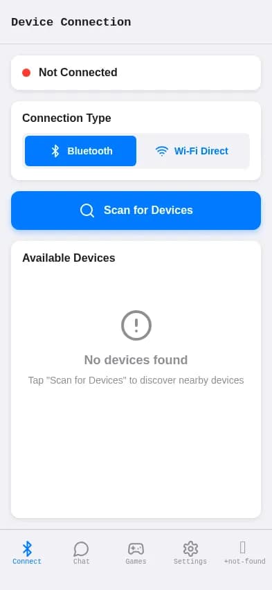 Offline Peer-to-Peer Android Chat & Games App