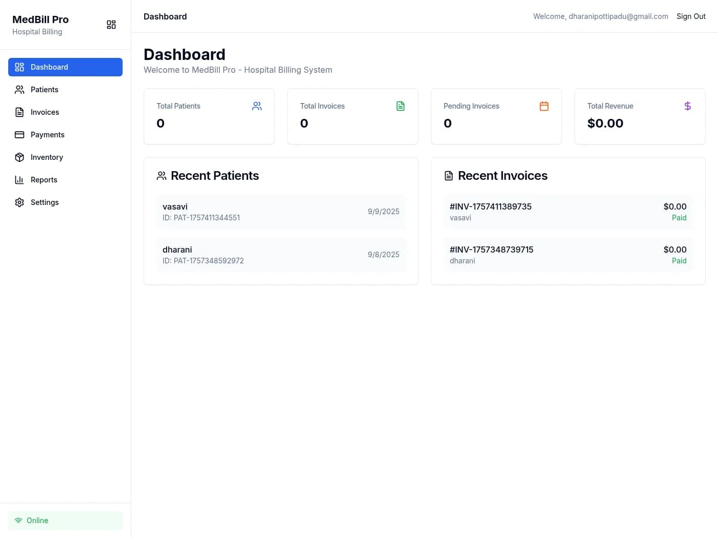Offline Hospital Billing Web Application