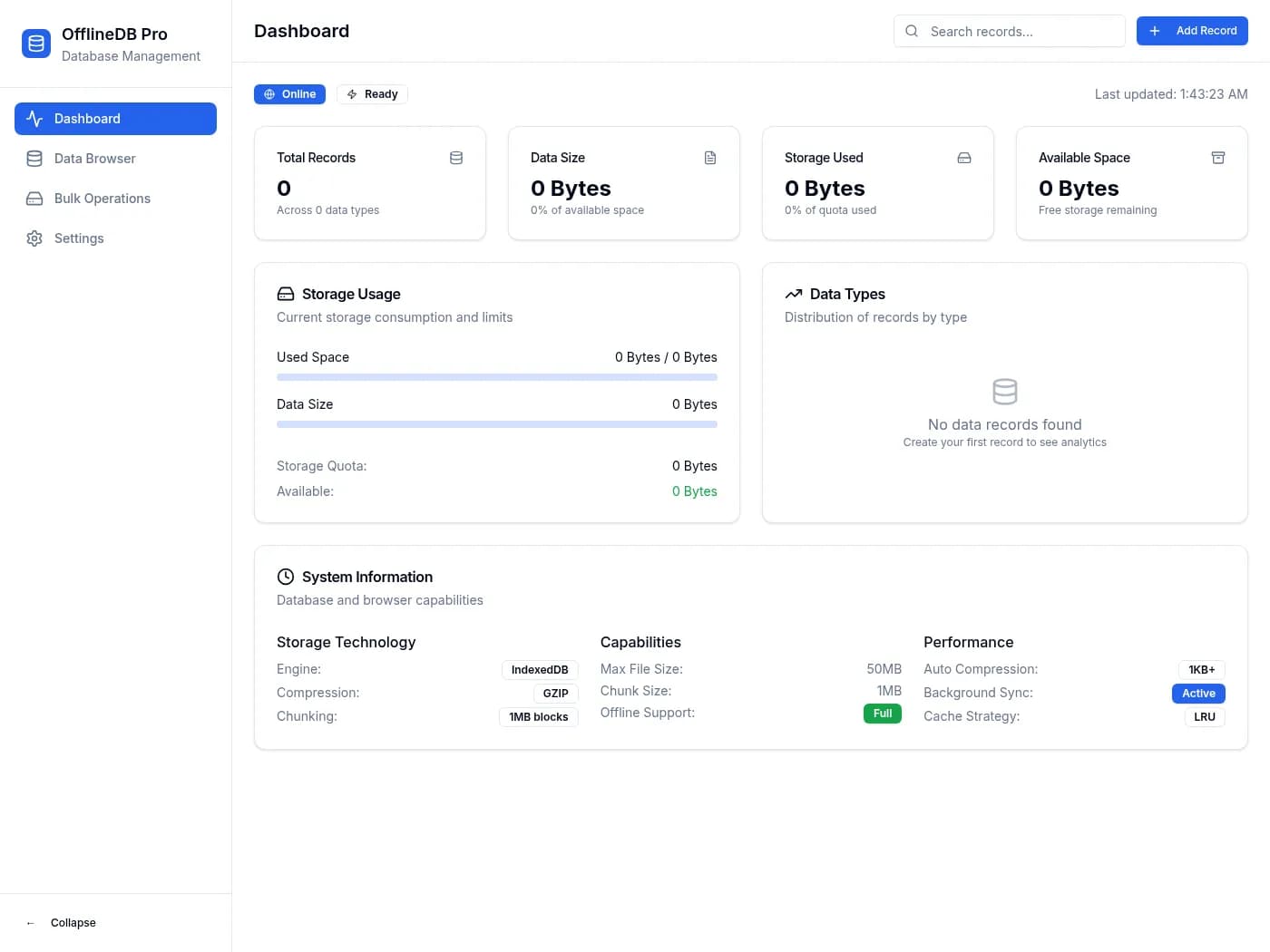 Offline-Ready Large Data Database Backend