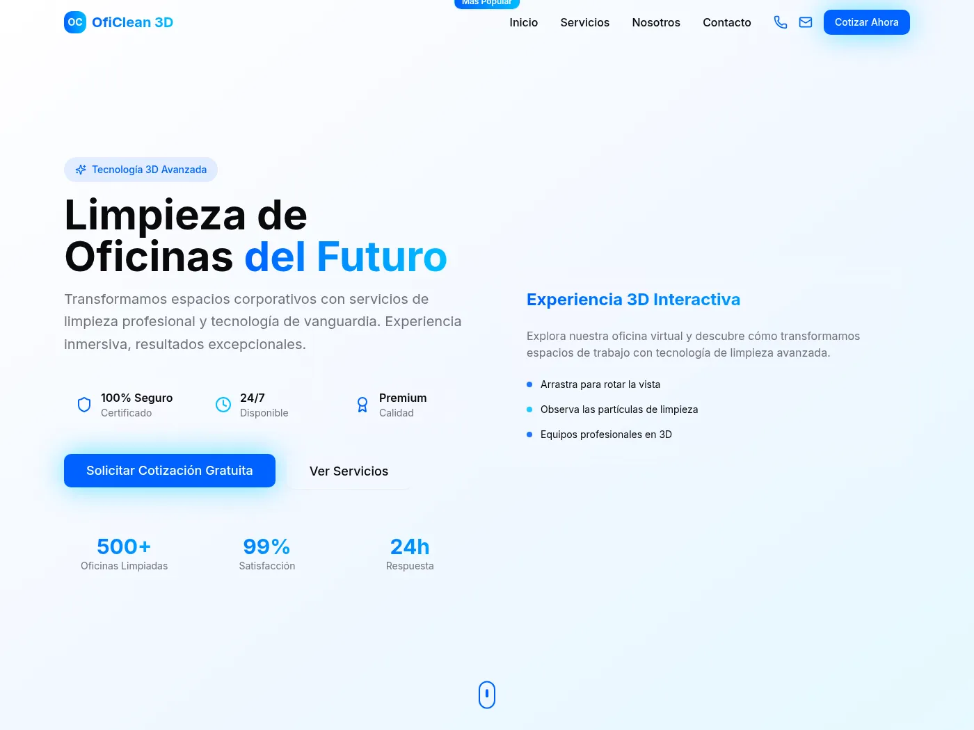 OfiClean 3D: Website de Servicios de Limpieza para Oficinas