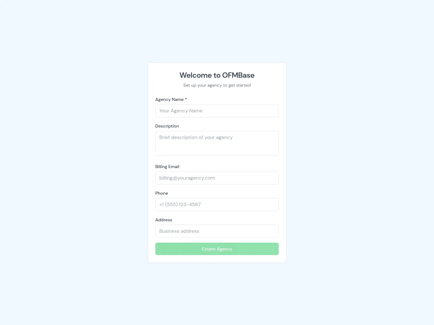 OFMBase Multi-Tenant Agency Management Platform