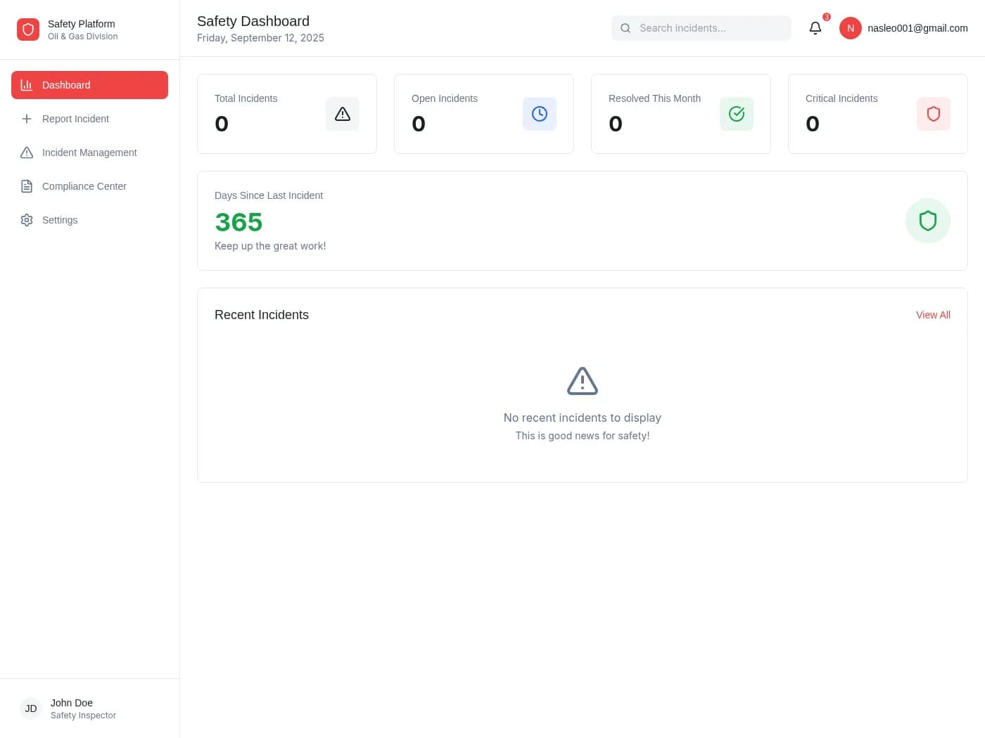 Oil Industry Safety Reporting Platform