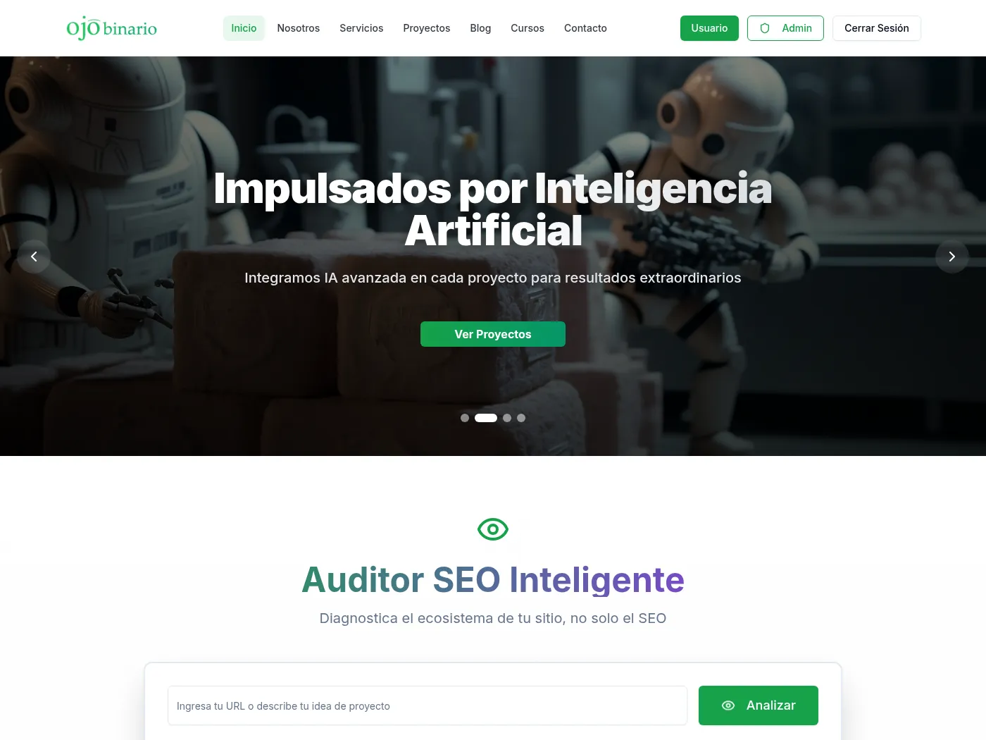 Ojo Binario: Agencia de Maketing Digital Inteligente con IA y CMS Moderno
