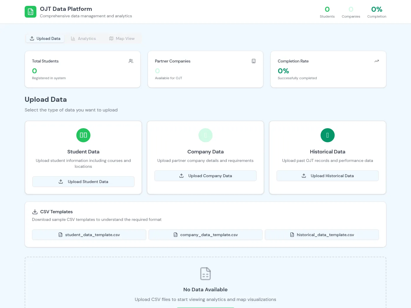 OJT Data Input and Visualization Platform