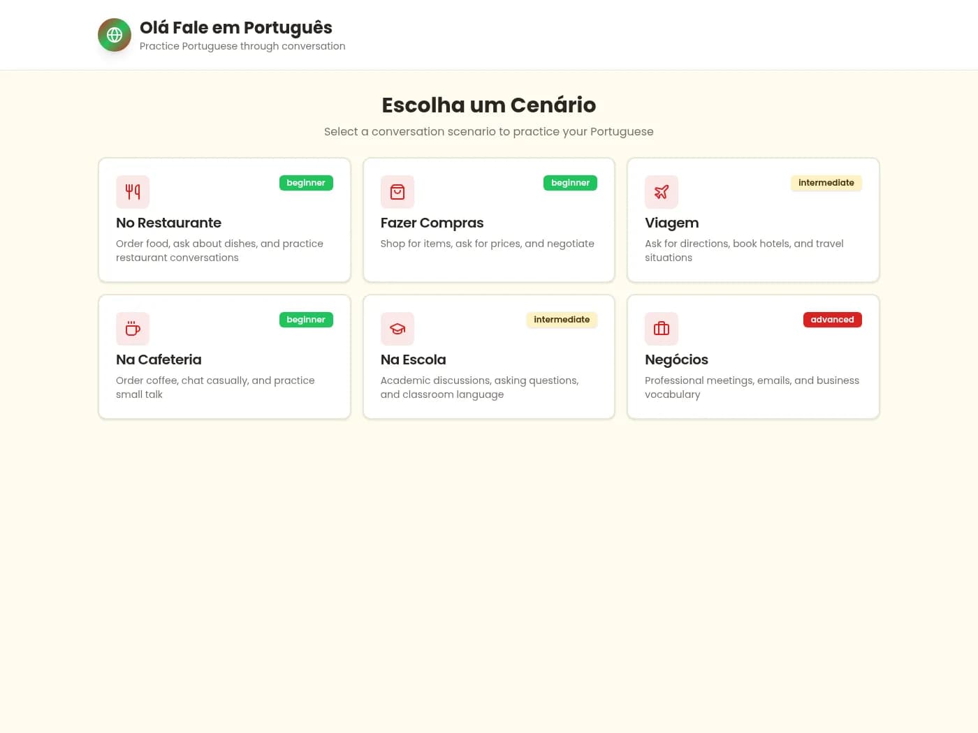Olá Fale em Português - Conversational Portuguese Practice App
