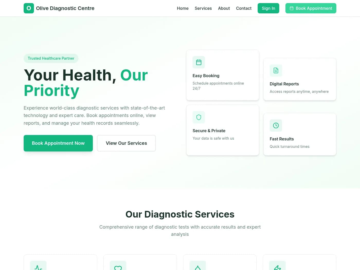 Olive Diagnostic Centre Patient Portal