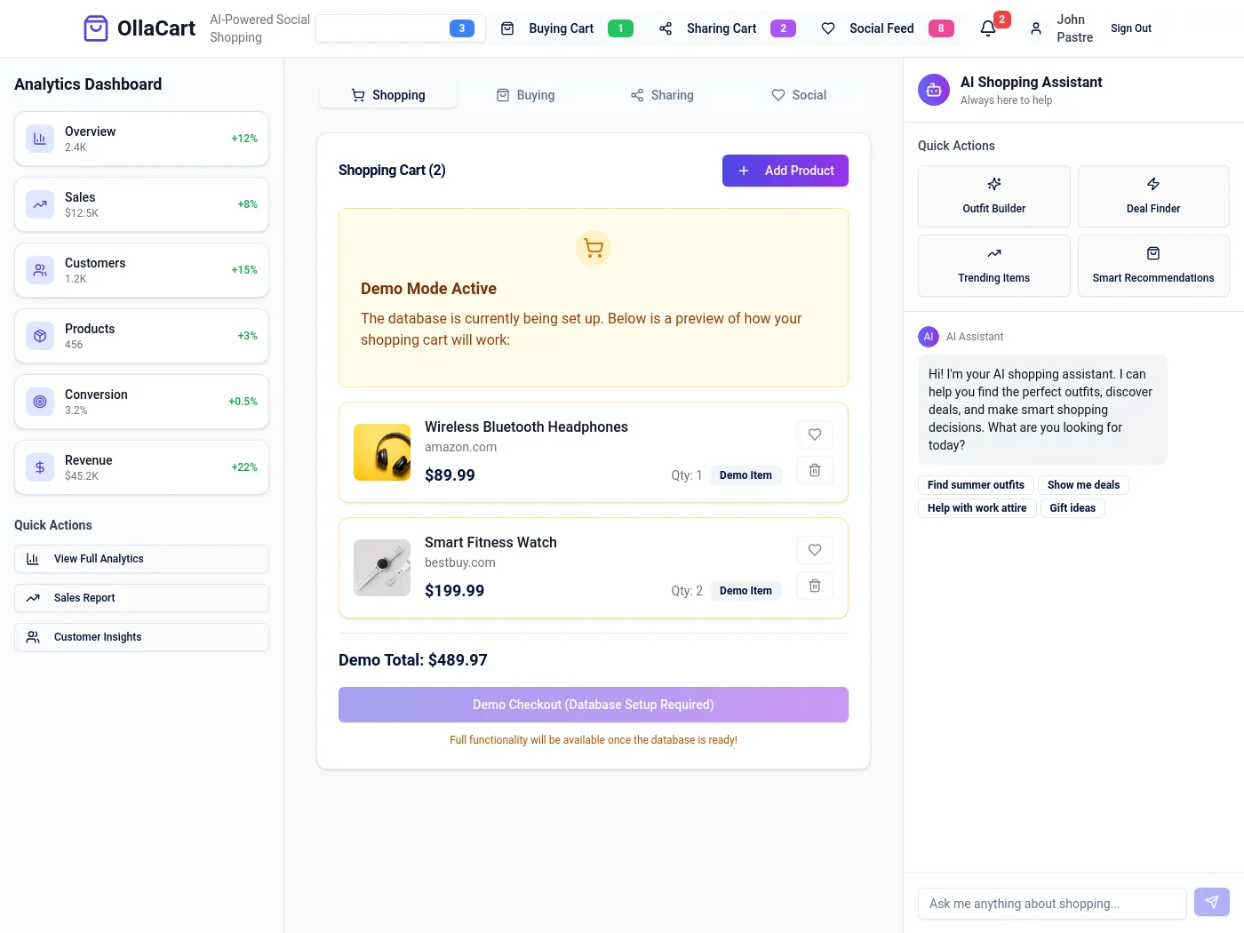 OllaCart - AI-Powered Social Shopping Platform