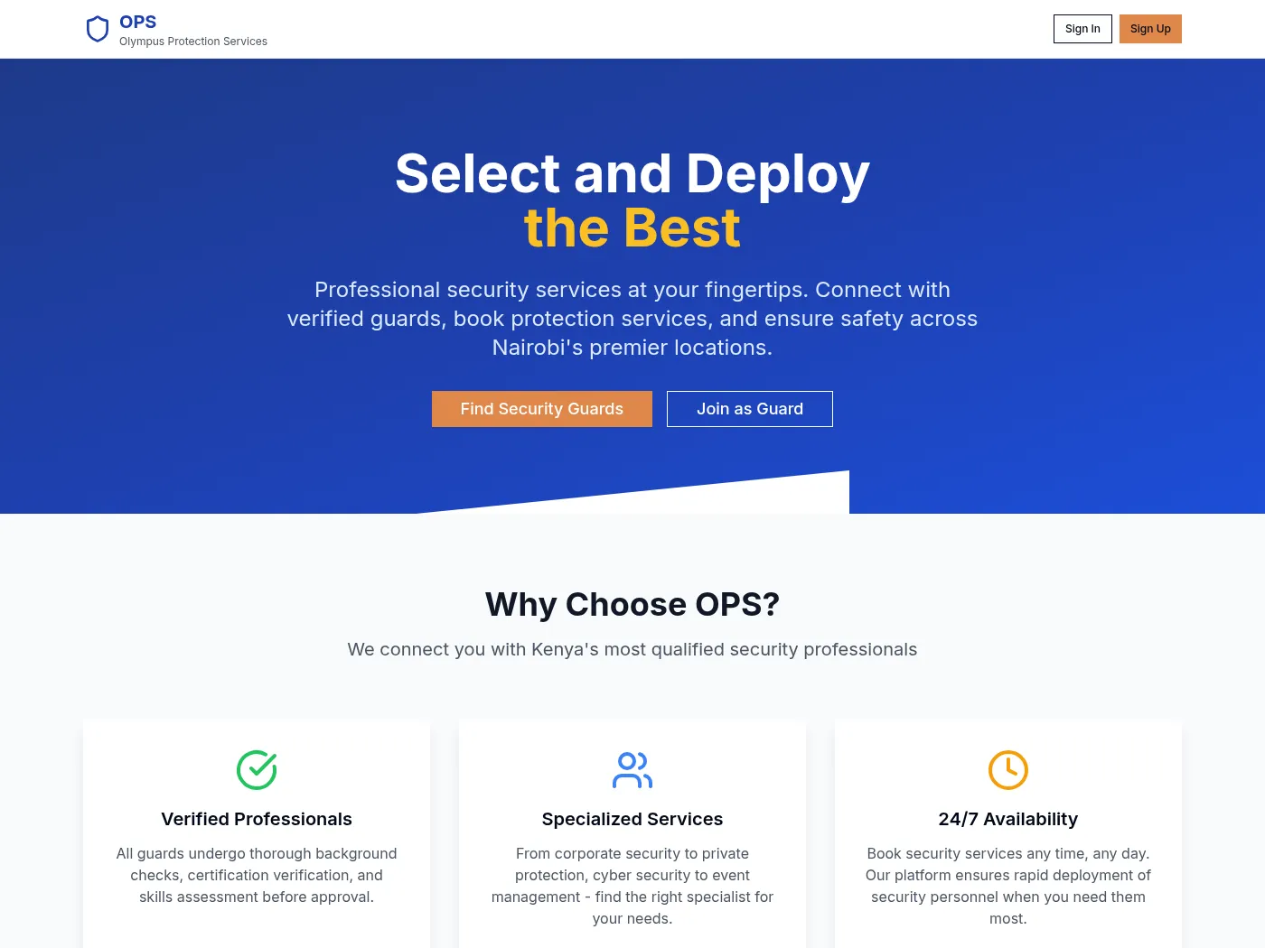 Olympus Protection Services (OPS) - Role-Based Security Booking Platform
