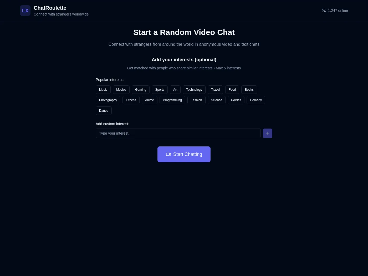 Omegle-Style Video Chat Platform