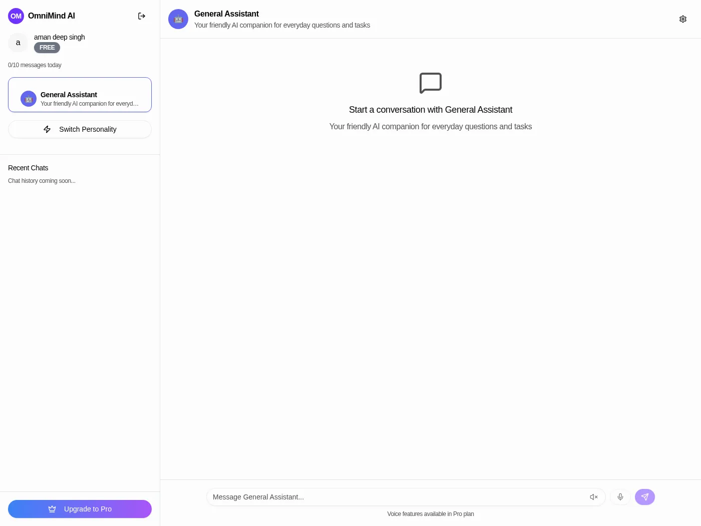 OmniMind AI – One App, Infinite Personalities