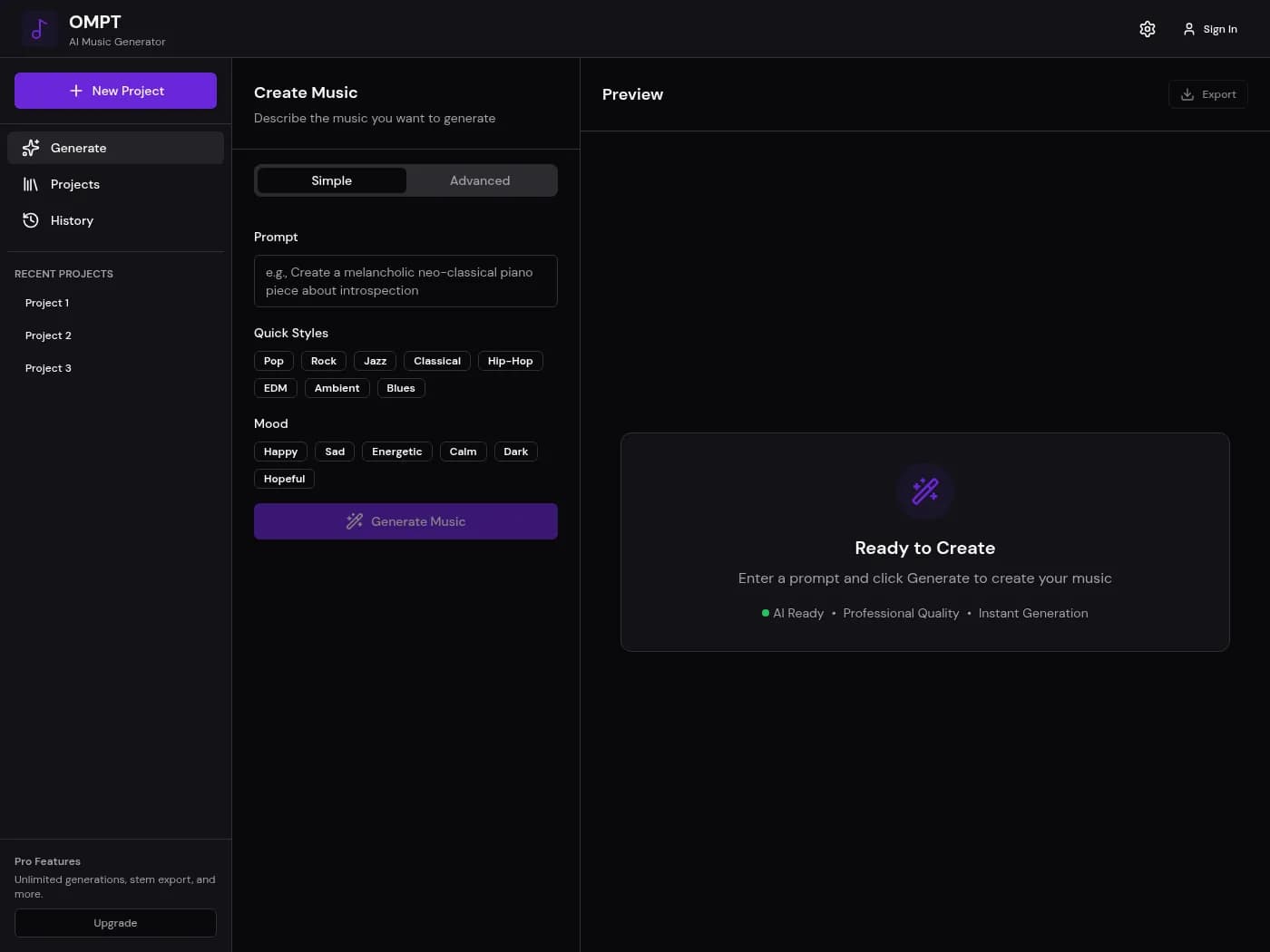 OMPT: Next-Generation AI Music Generator Platform