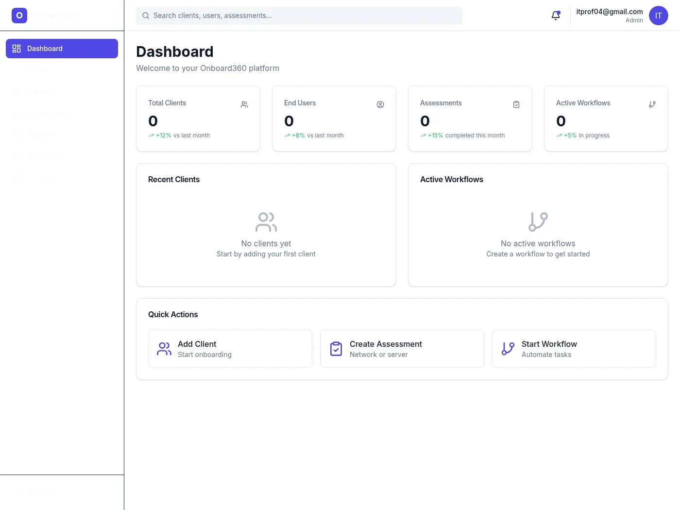 Onboard360 SaaS Platform for IT Client & End-User Onboarding Management