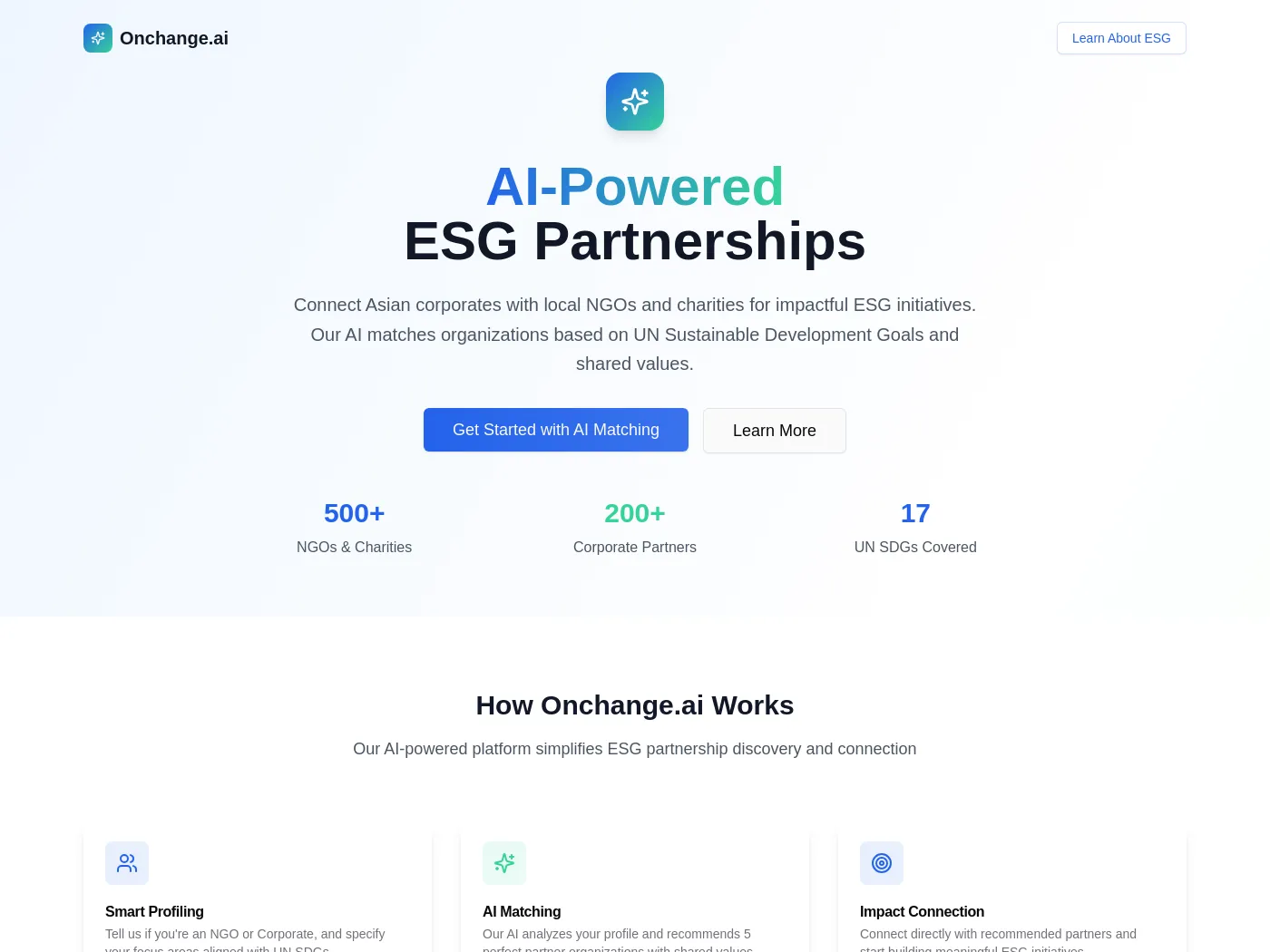 Onchange.ai: AI-Driven ESG Partnership Platform for Asia