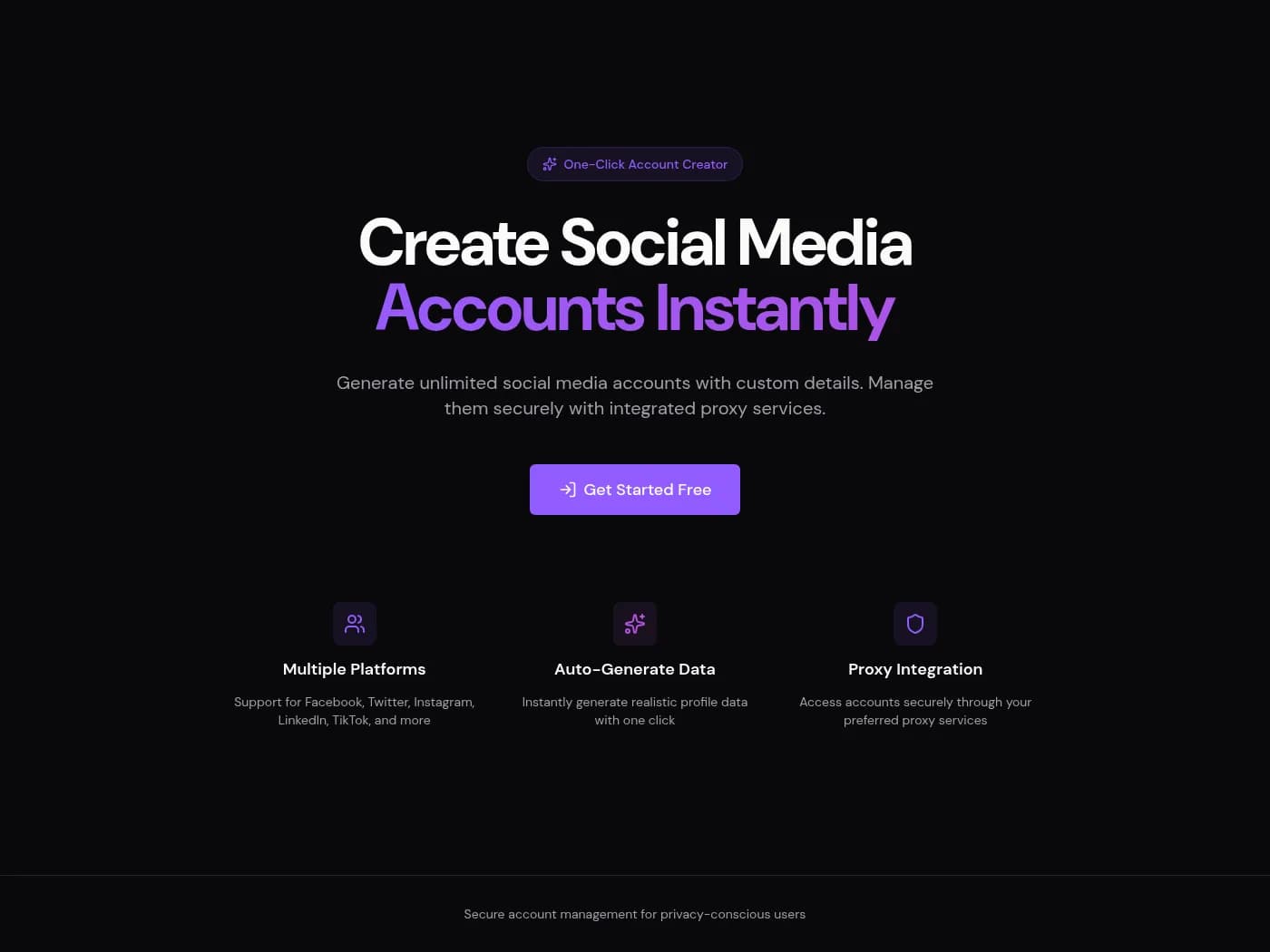 One-Click Social Media Account Creator