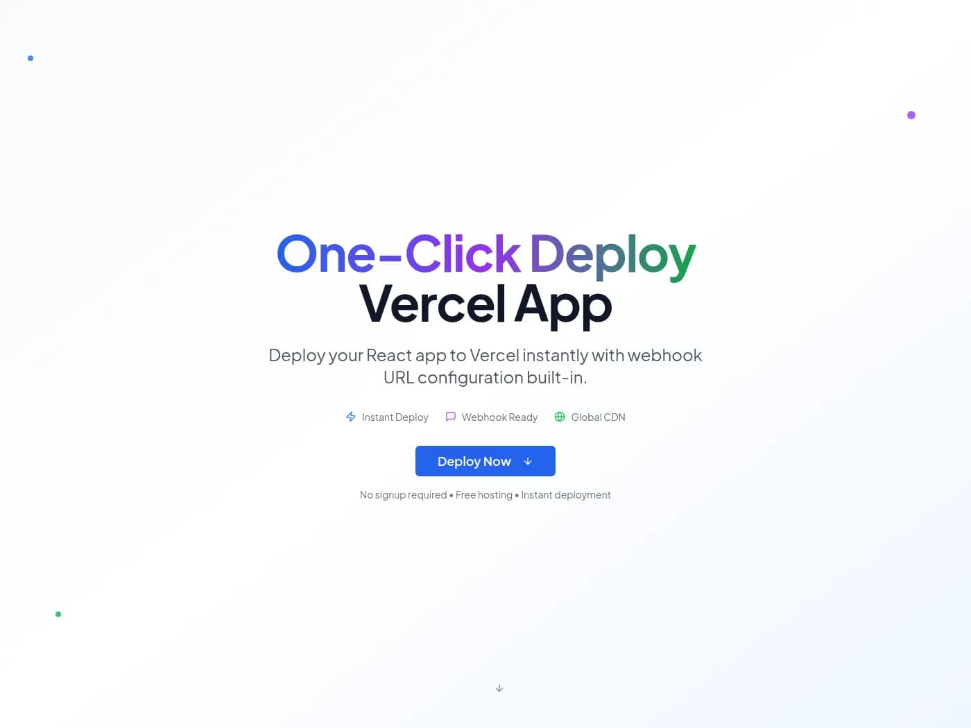 One-Click Vercel Deploy App with Webhook URL Configuration