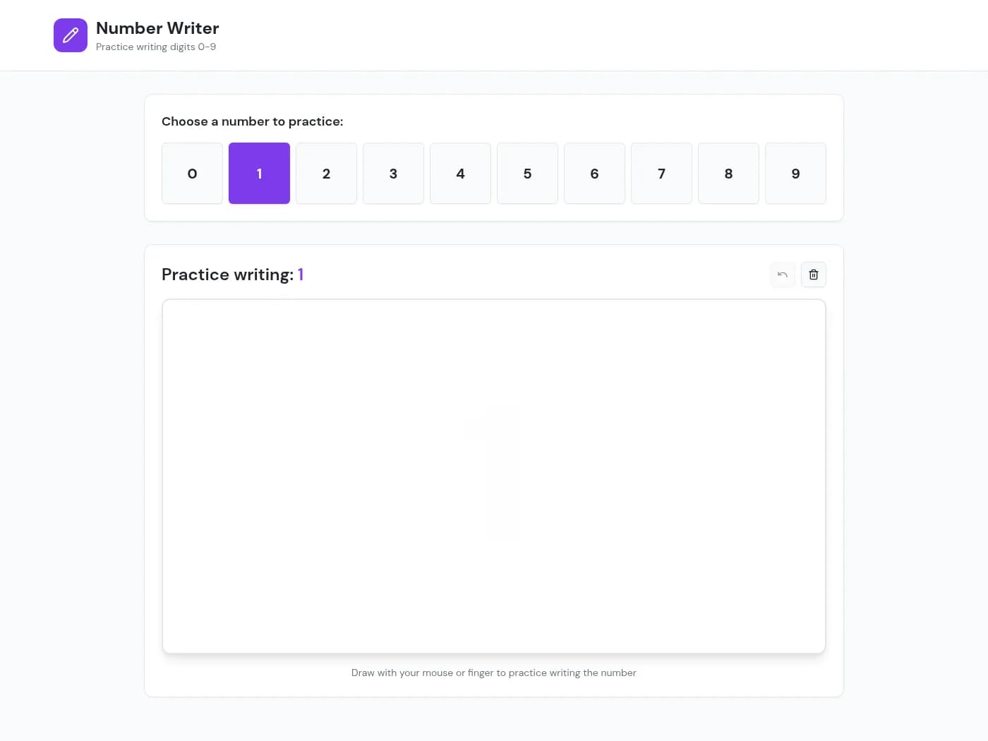 One Digit Number Writer