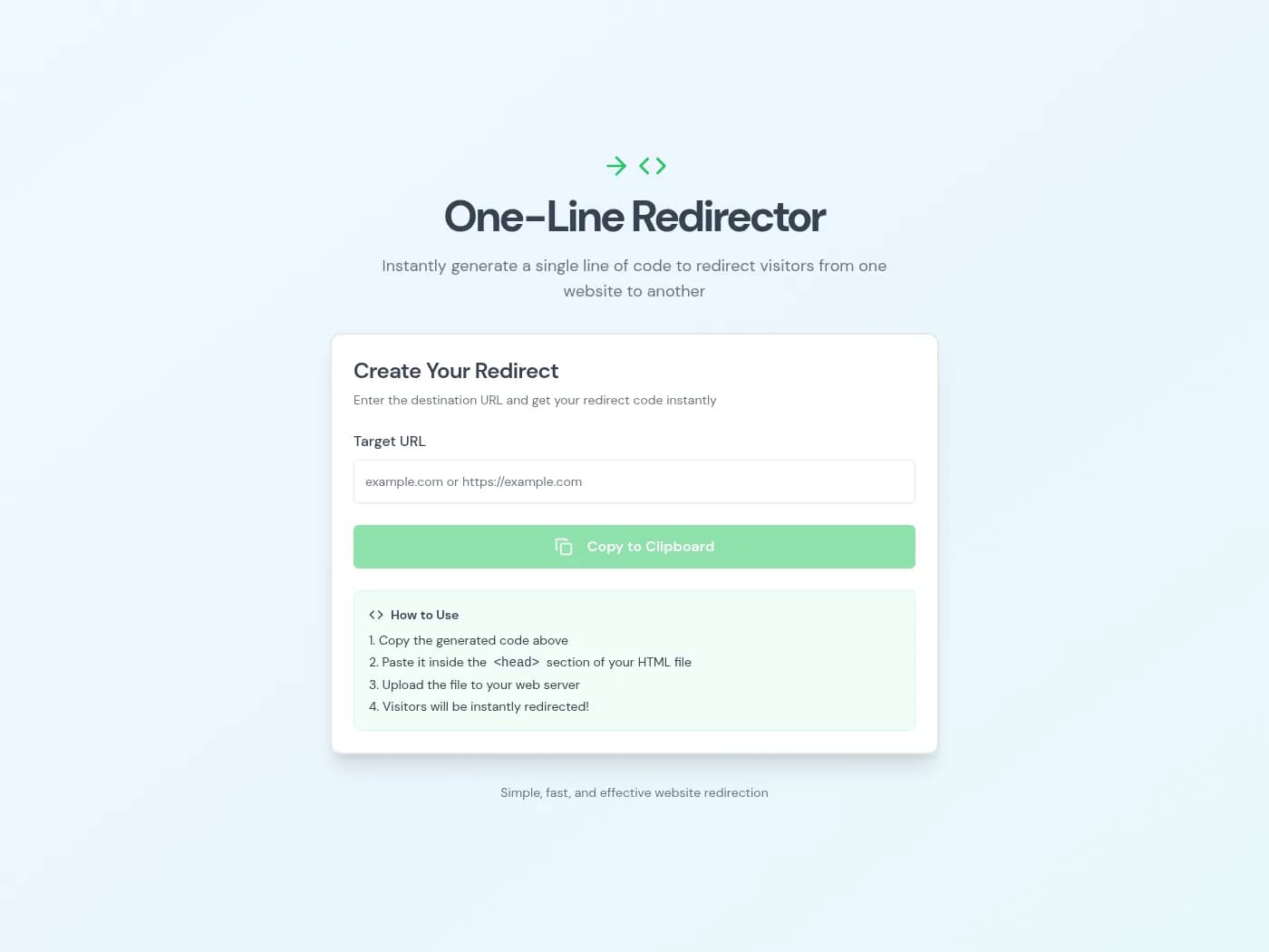 One-line Website Redirector