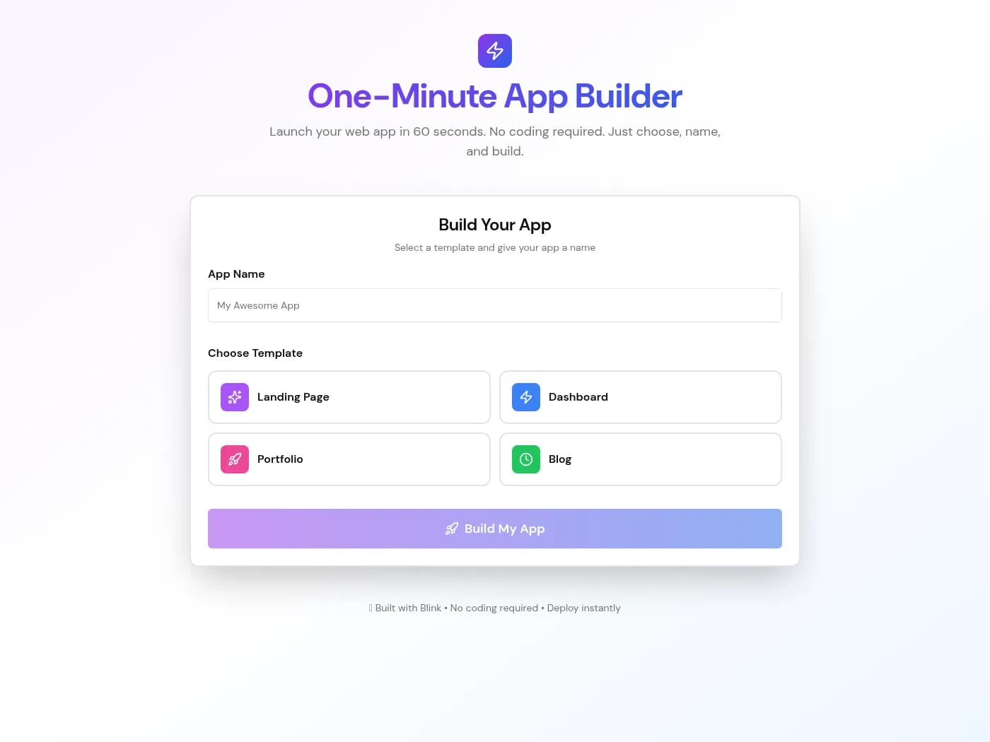 One-Minute App Builder