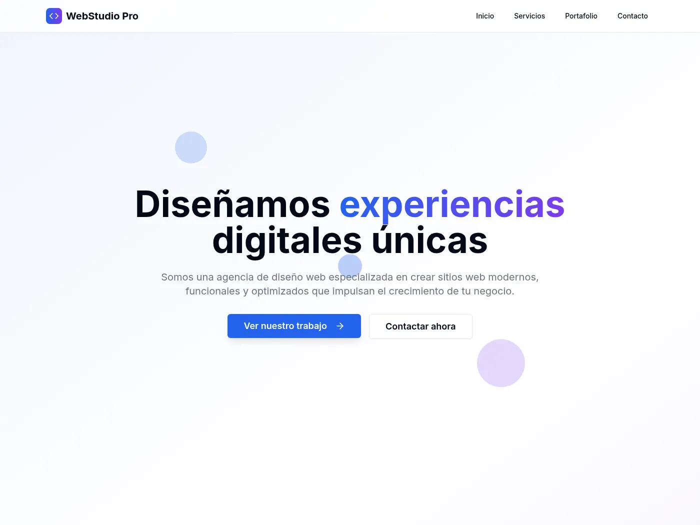 One Page para Empresa de Diseño Web