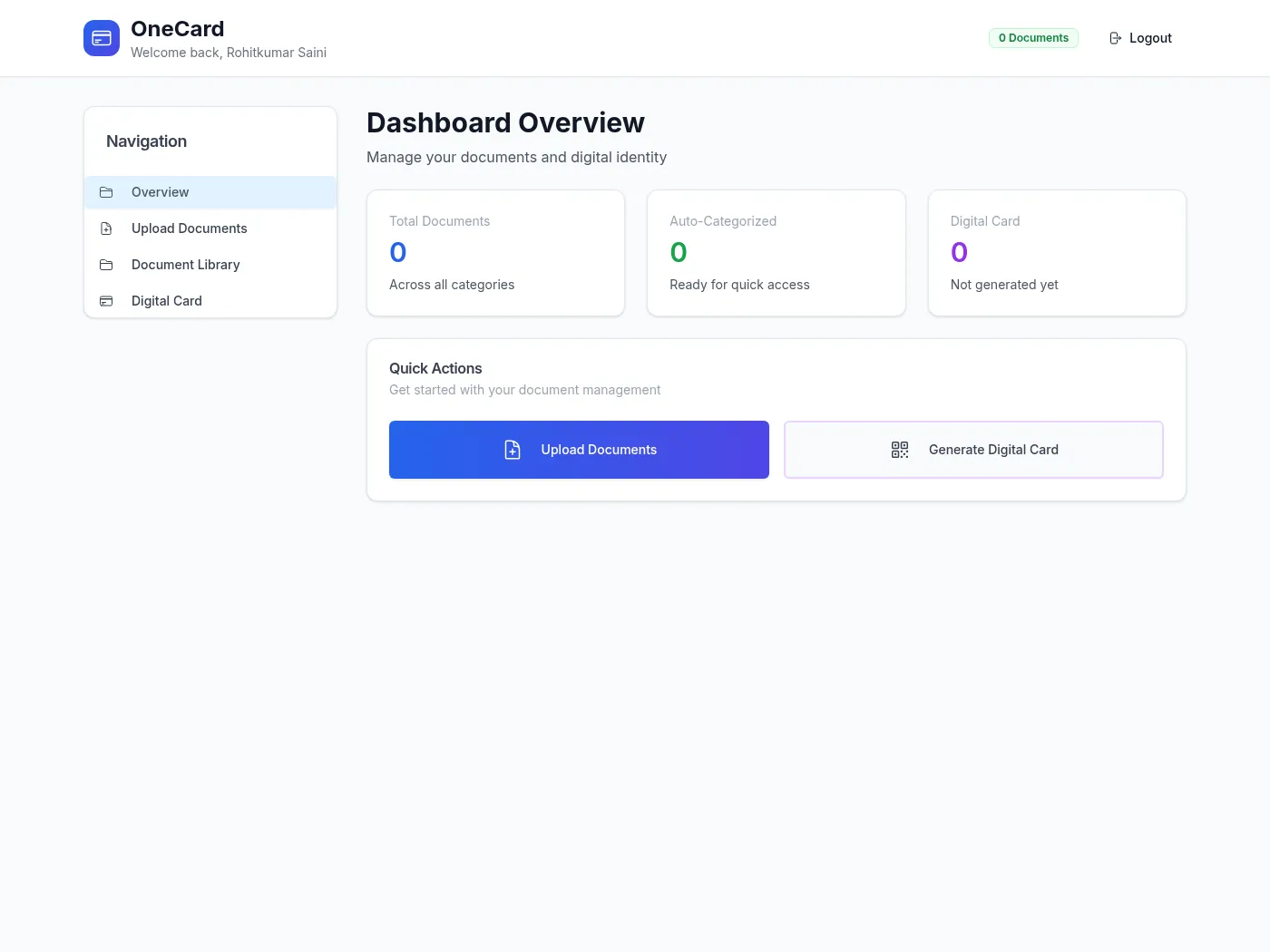 OneCard: Secure Document Hub & Digital Identity Platform