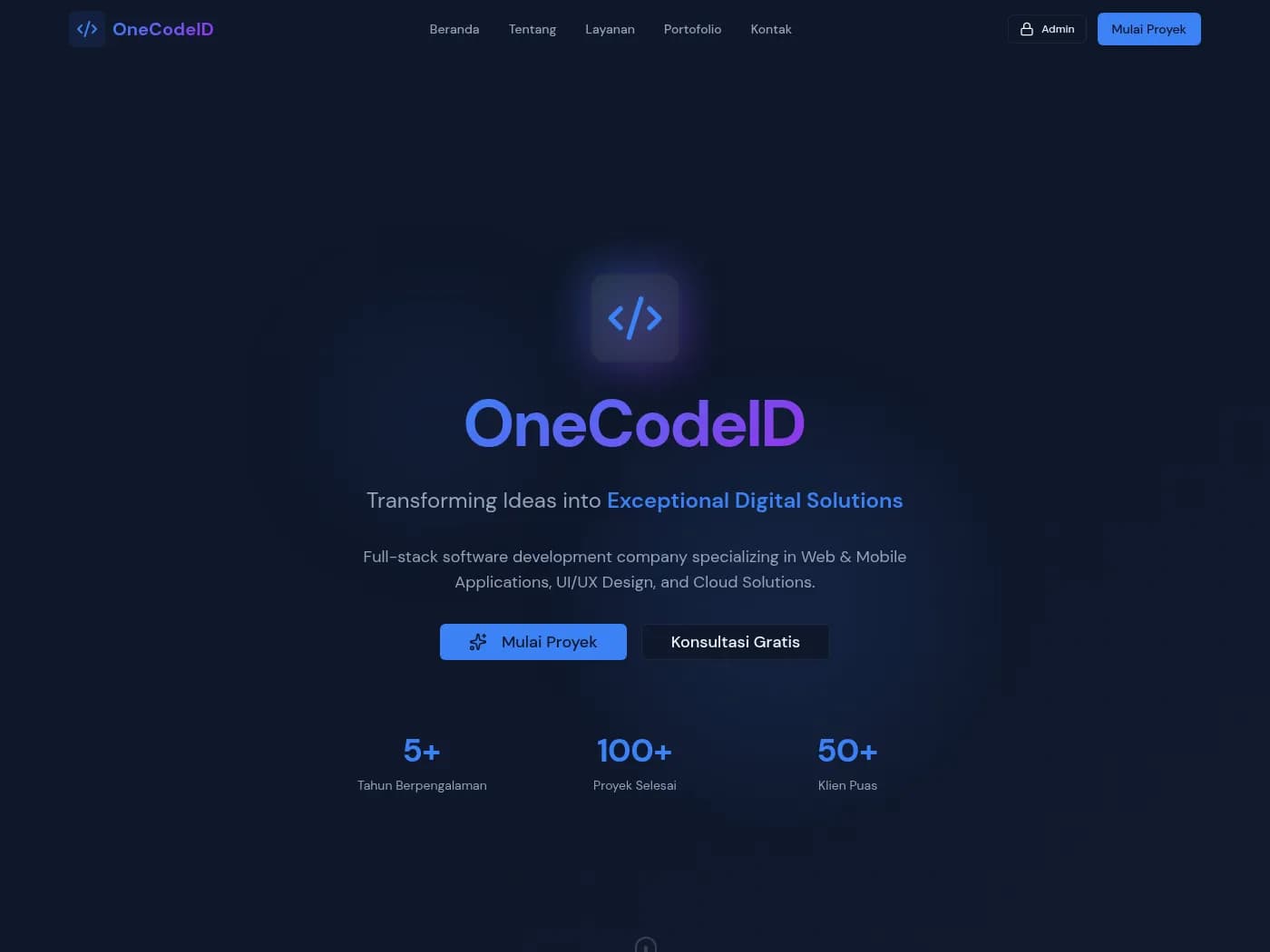 OneCodeID Full-Stack Software Development Company Website & Admin CMS