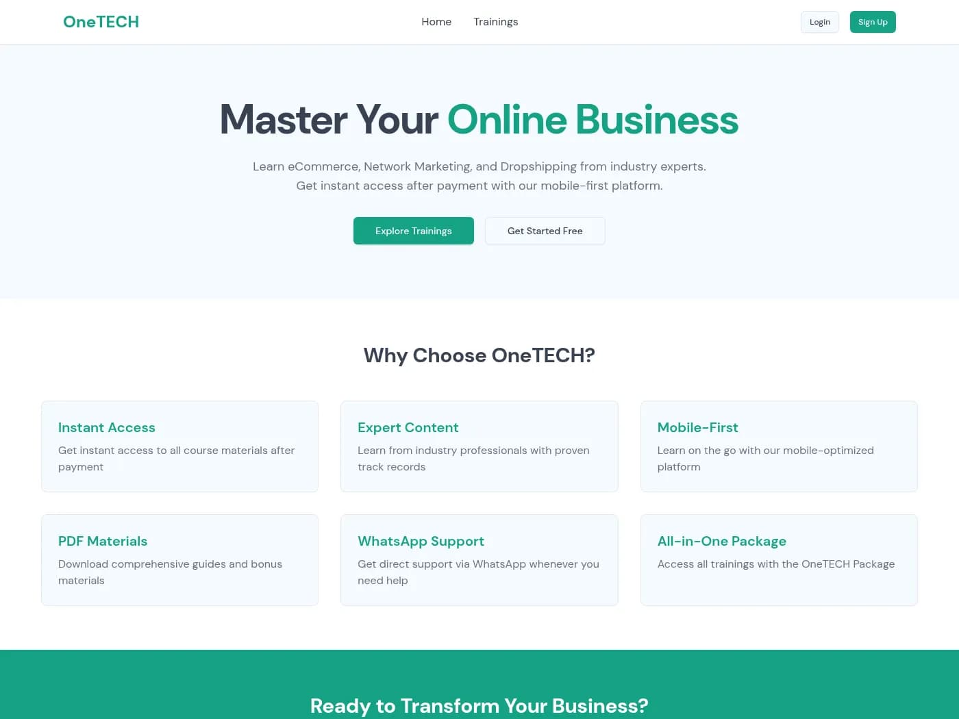 OneTECH Business Training