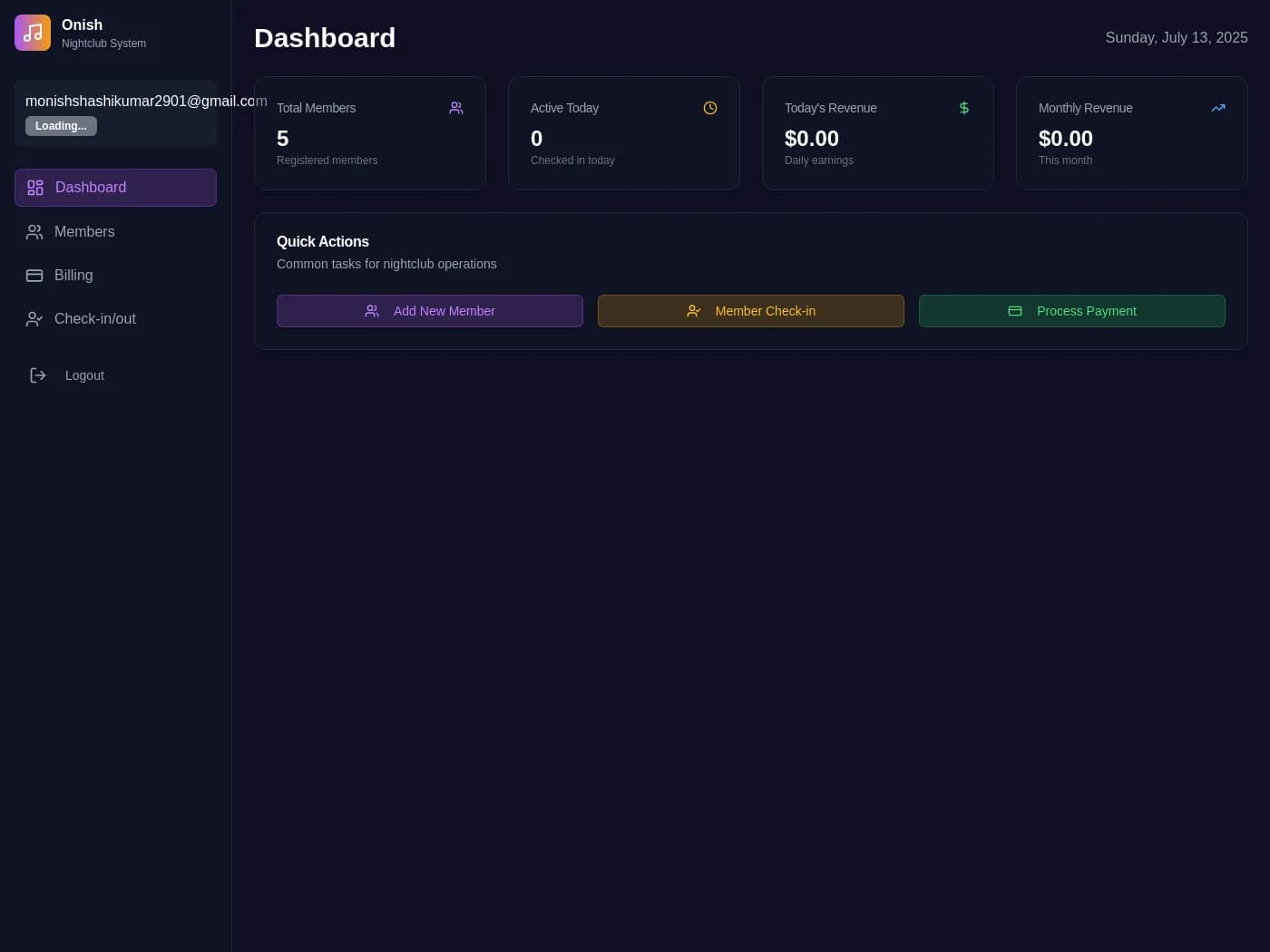 Onish Nightclub Management System