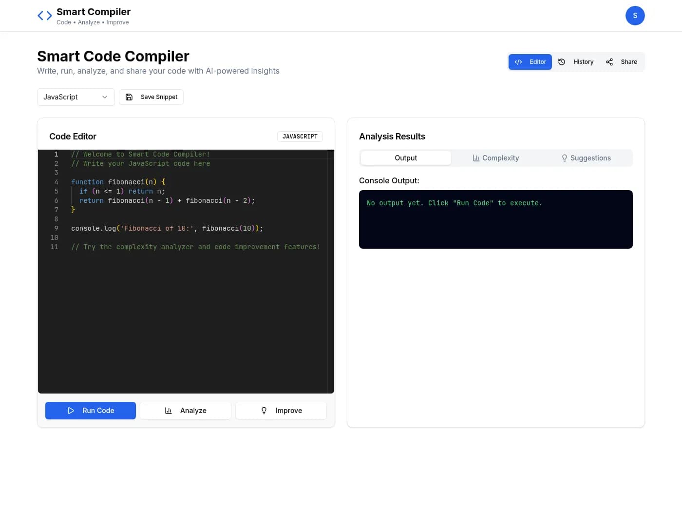 Smart Online Code Compiler with Complexity Analyzer