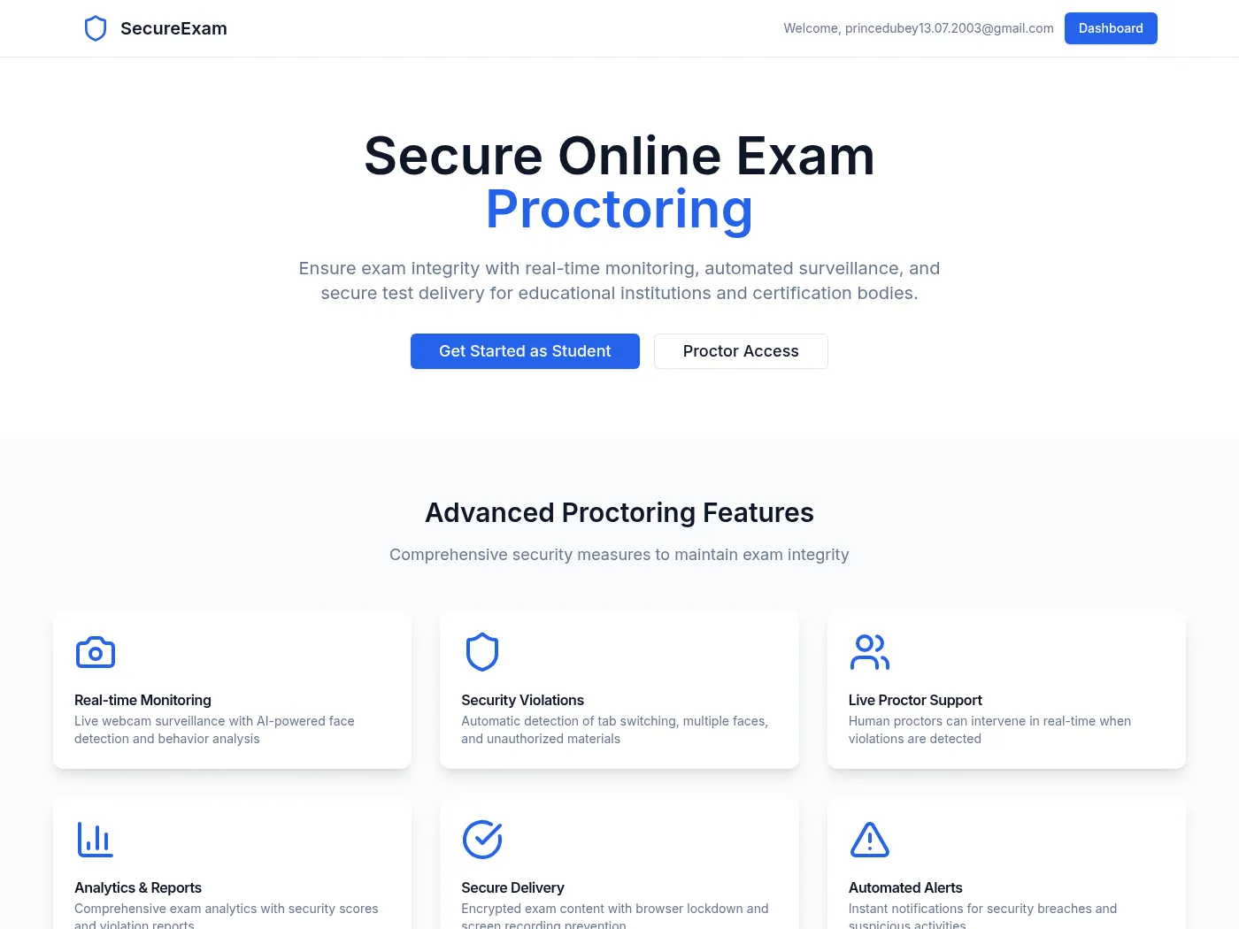 Online Exam Proctoring Web Platform