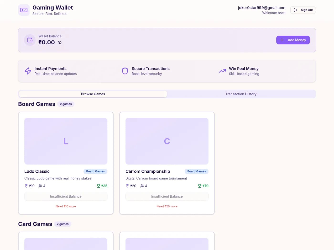 Online Gaming Wallet Platform for Seamless and Secure Game Payments