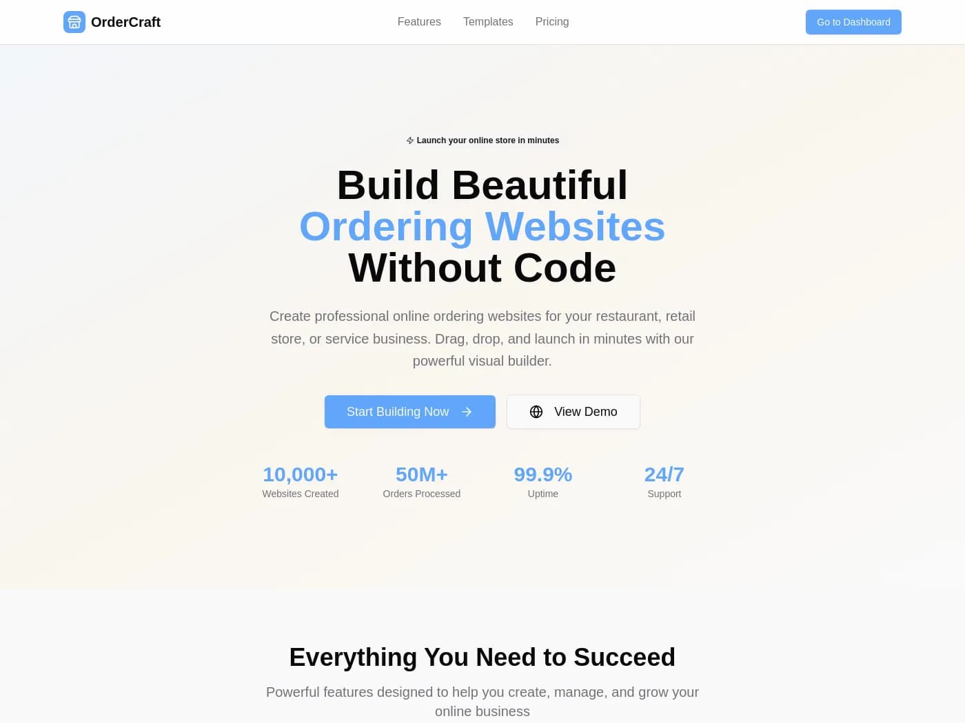 Online Ordering Website Builder Platform