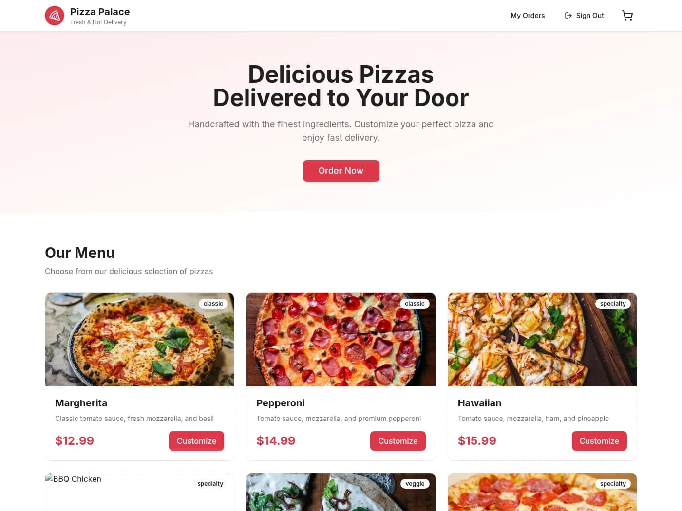 Online Pizza Order Platform