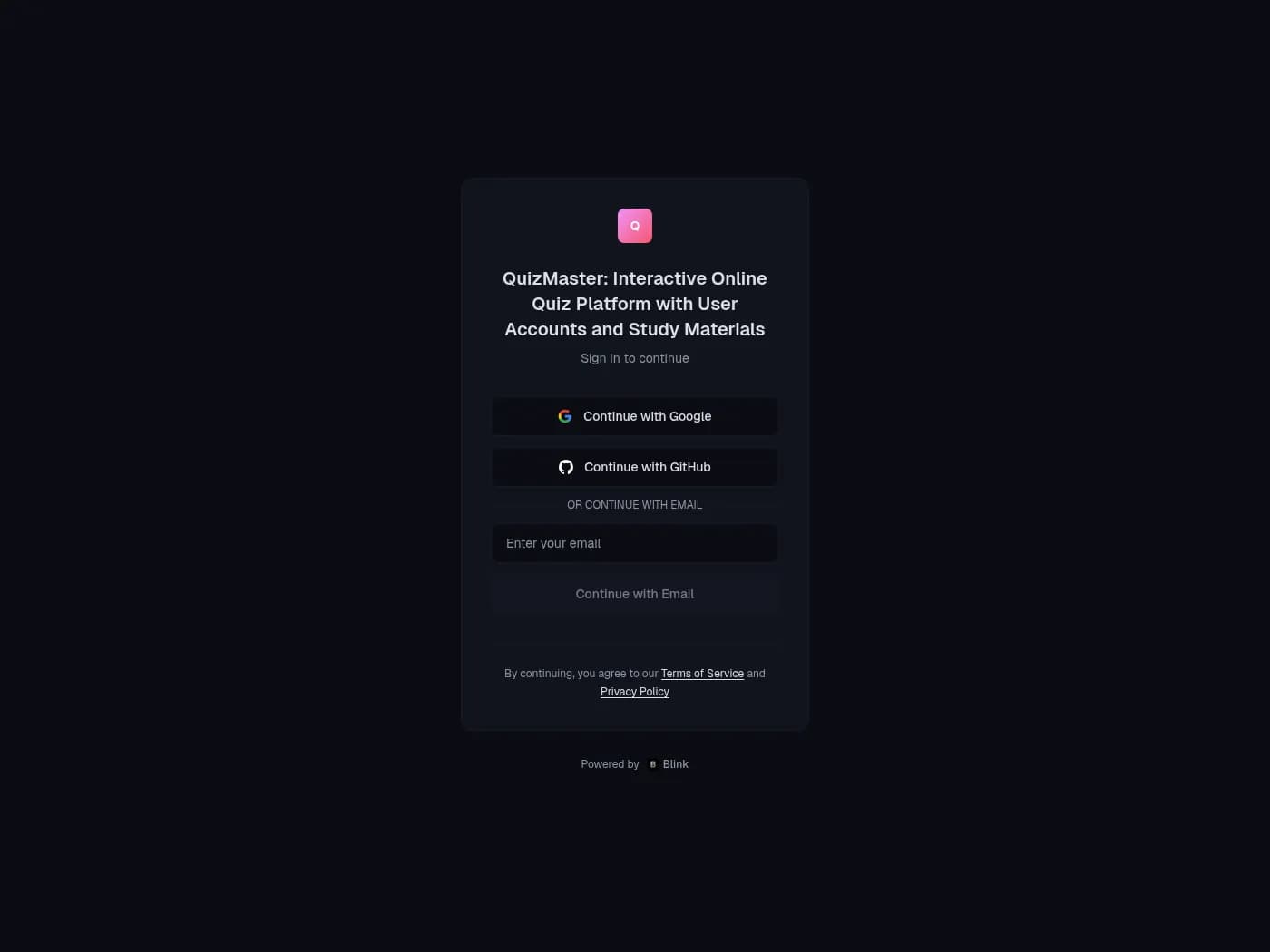 QuizMaster: Interactive Online Quiz Platform with User Accounts and Study Materials