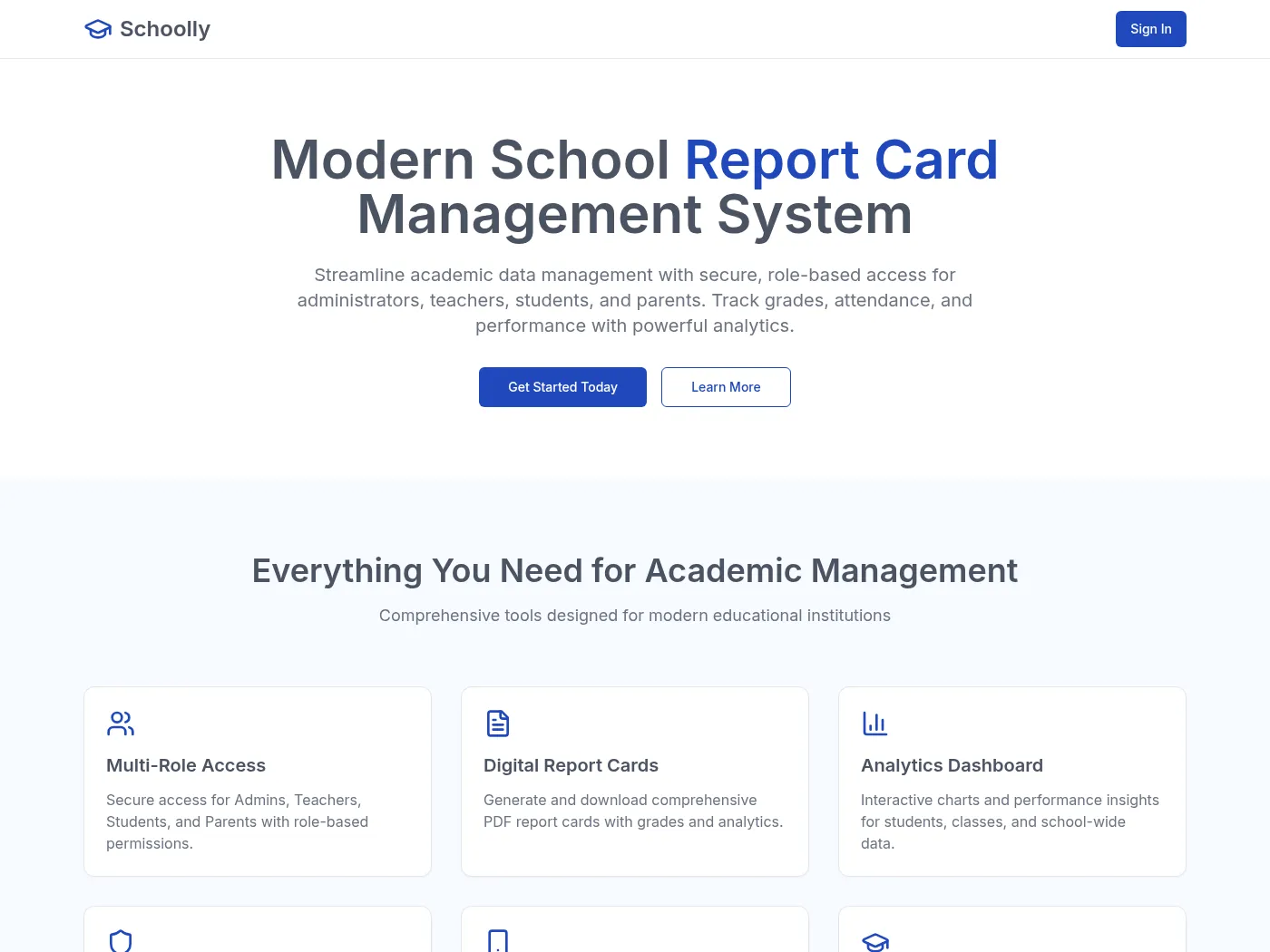 Schoolly: Online Report Card & Performance Dashboard