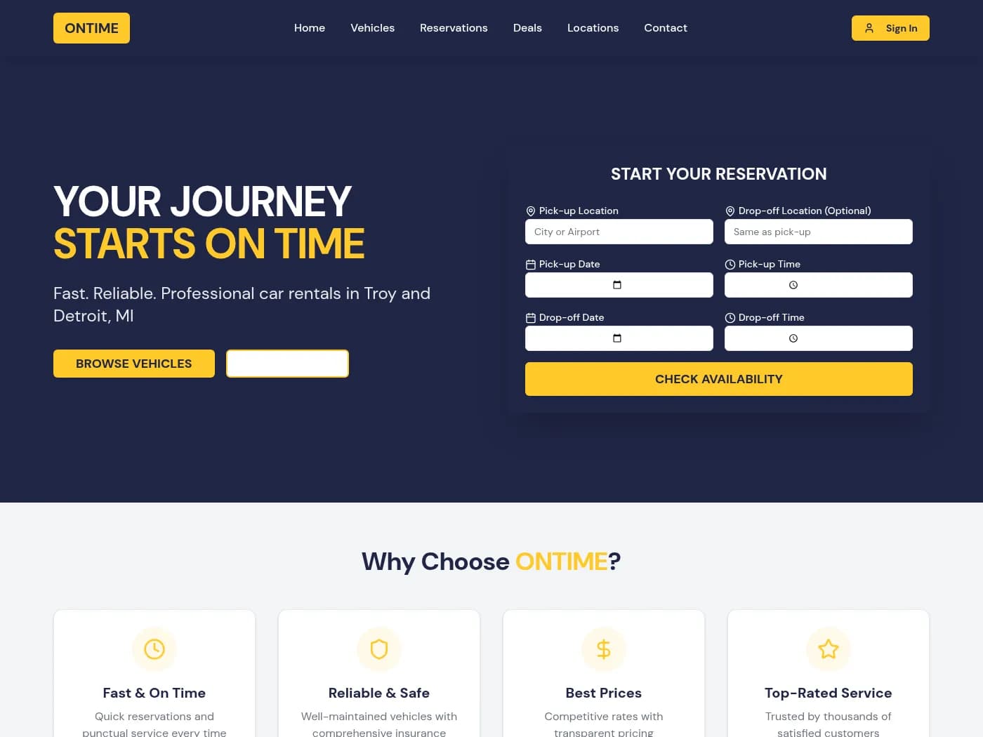 Ontime Car Rental Booking Platform - Fast, Reliable & Professional Reservations Online