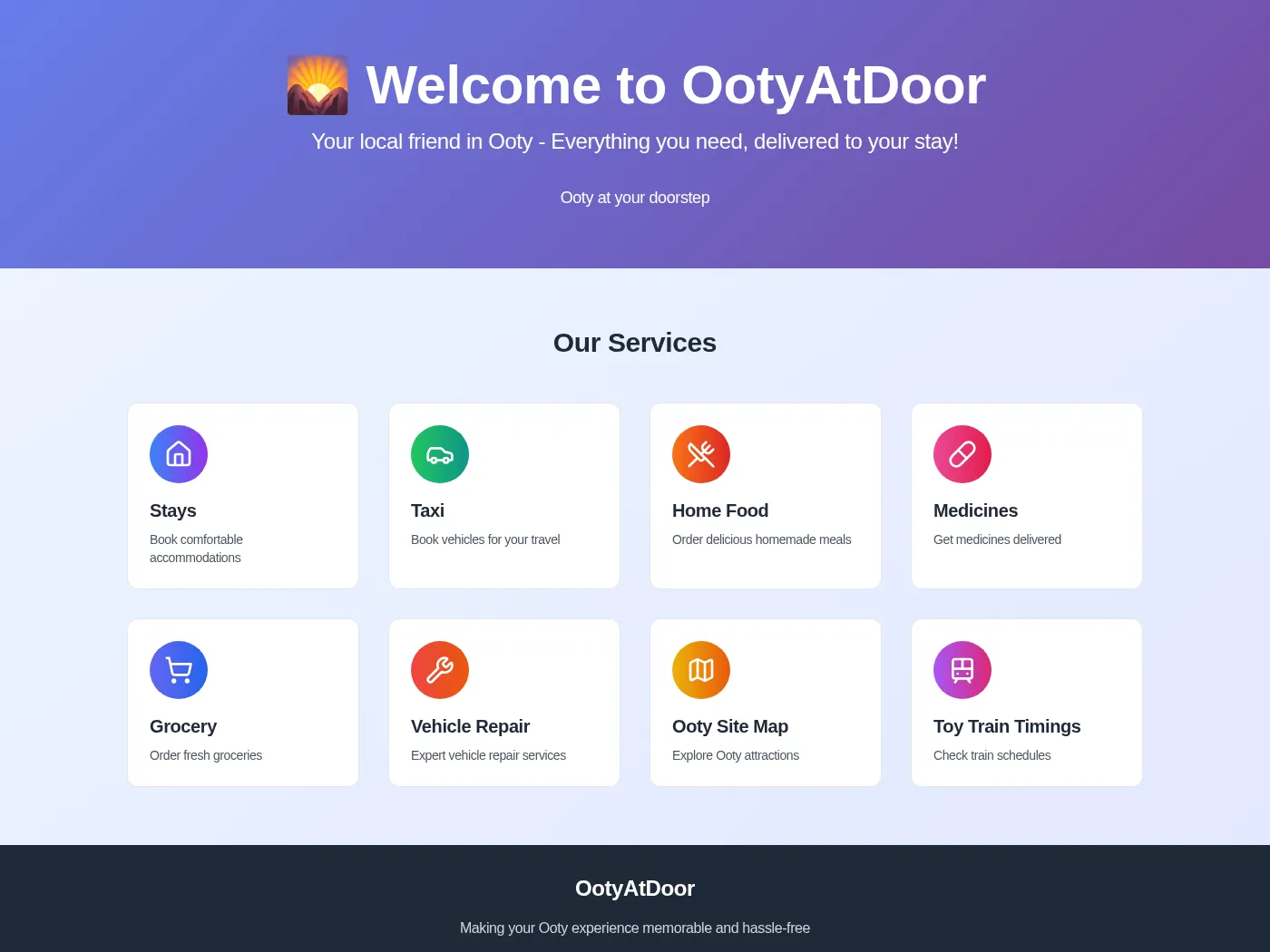 Ooty Service Buddy - Animated Service Booking Platform