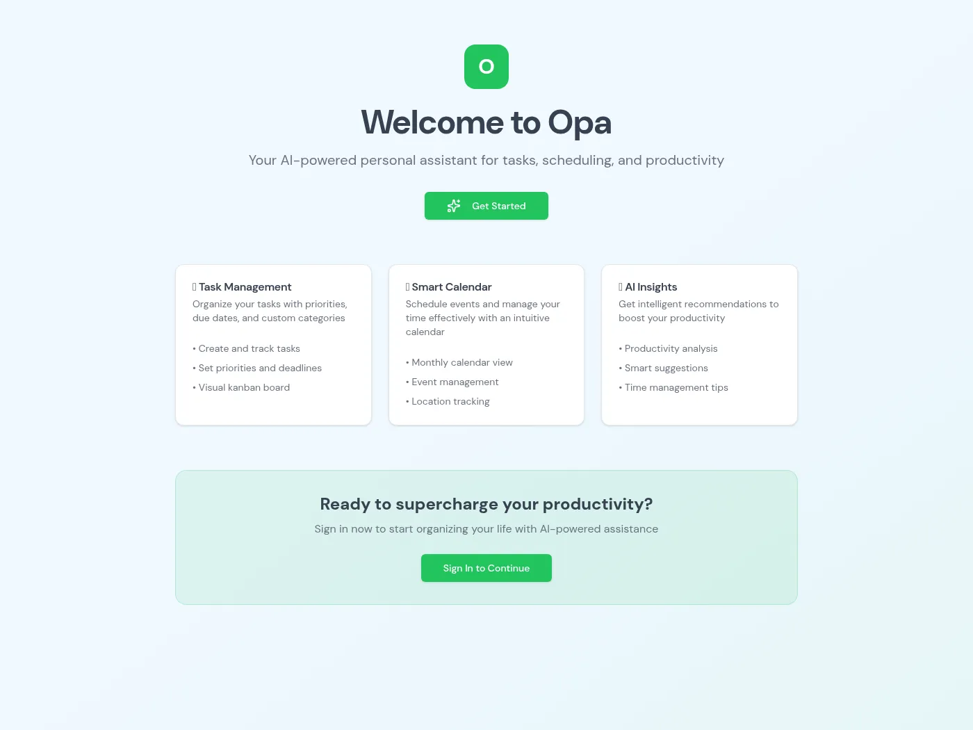 Opa: AI-Powered Personal Assistant Dashboard