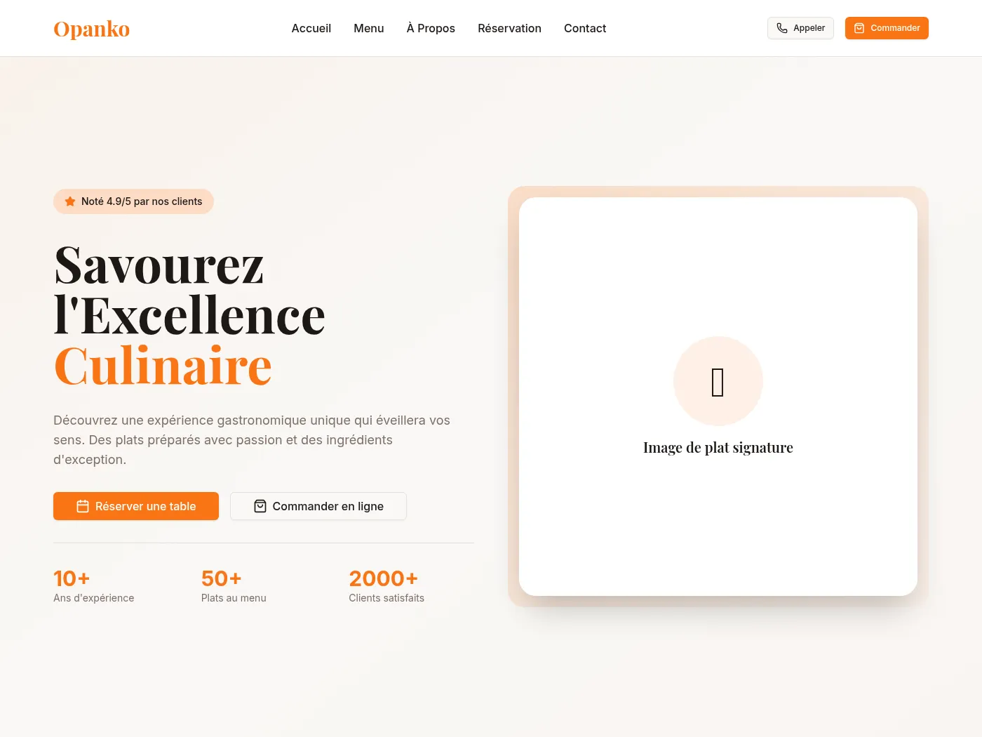 Opanko.com Restaurant Website