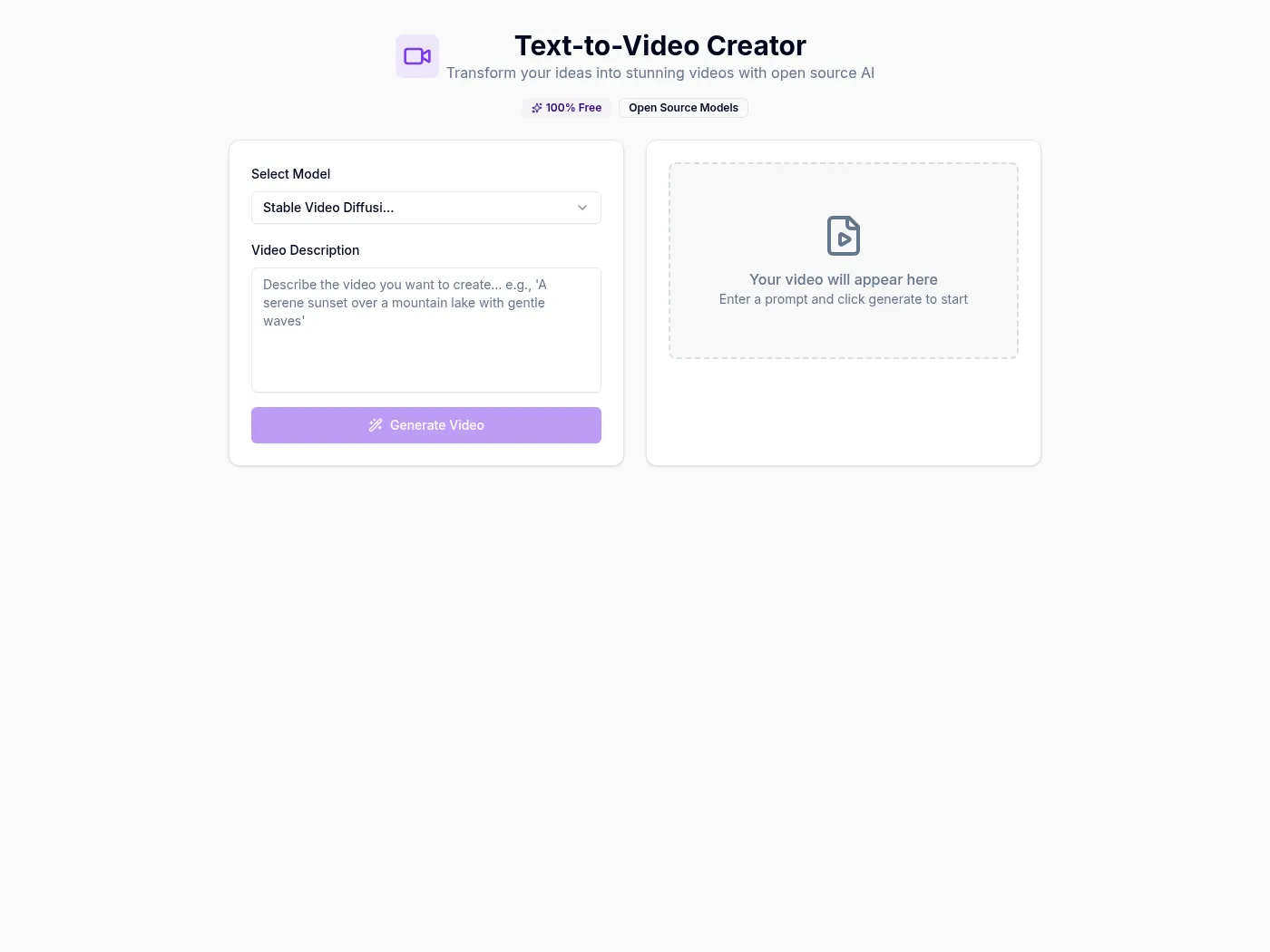 Open Source Text-to-Video Creator