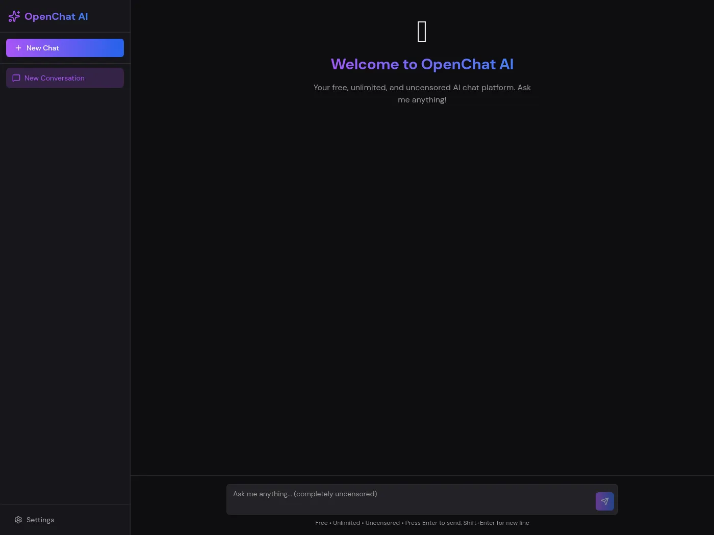 Open Uncensored AI Chat Platform