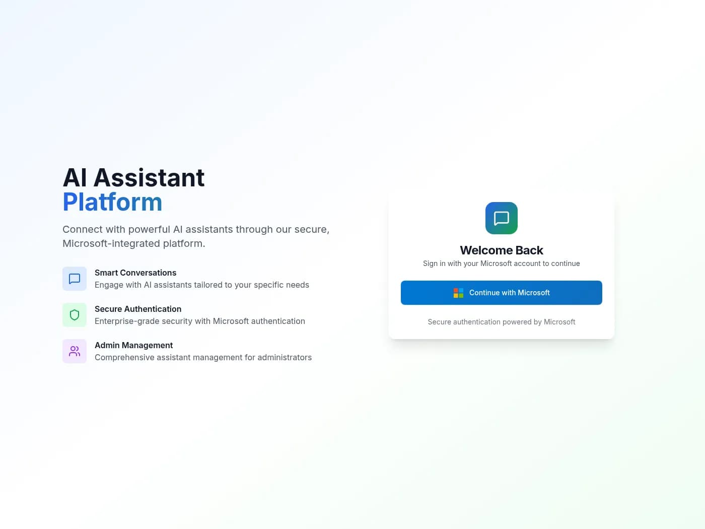 OpenAI-Style LLM Frontend with Microsoft Auth and Assistant Management