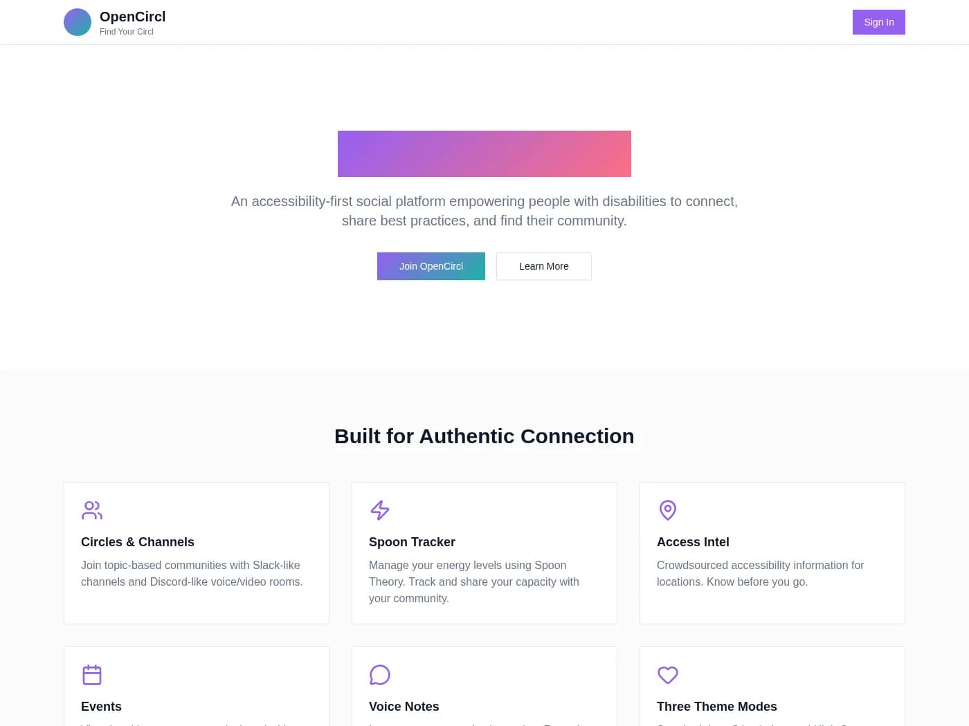 OpenCircl – Accessible Social Platform for People with Disabilities