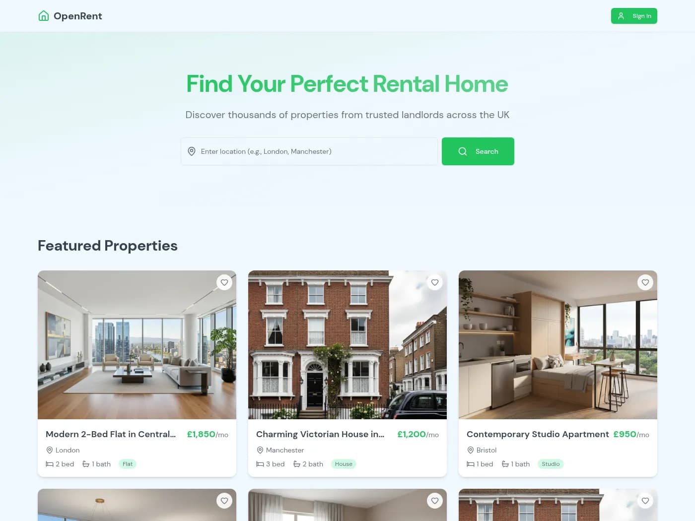 OpenRent Clone with Airbnb-inspired UI