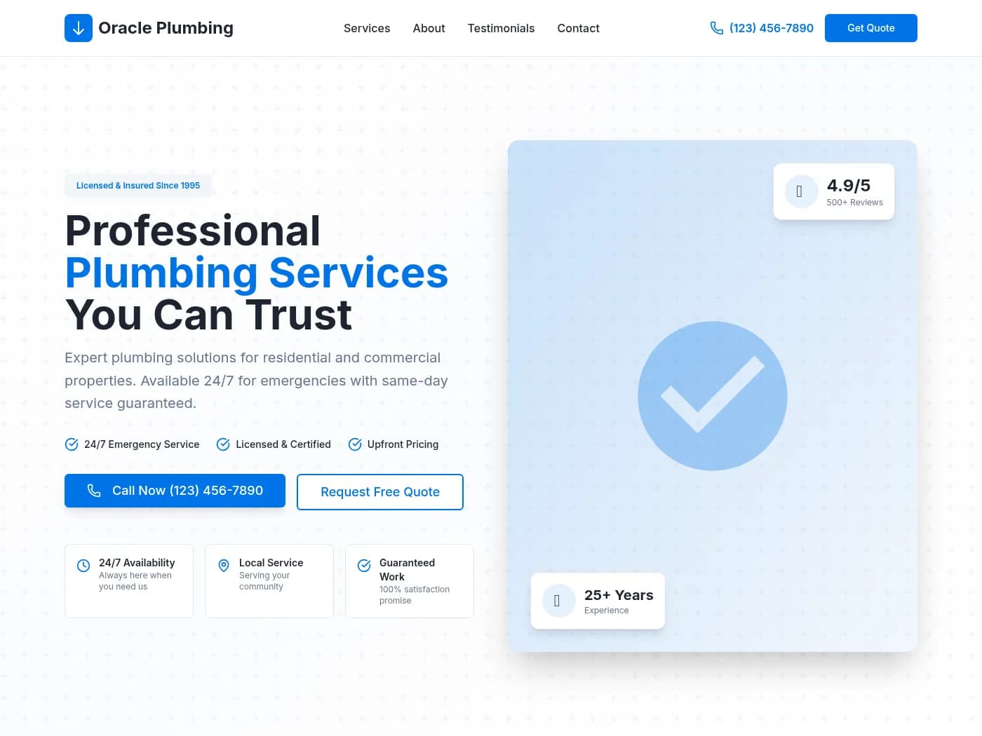 Modern Homepage Redesign for Oracle Plumbing