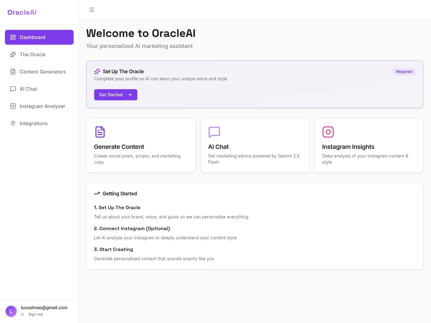 OracleAI: Personalized AIO Marketing Suite for Content Creators