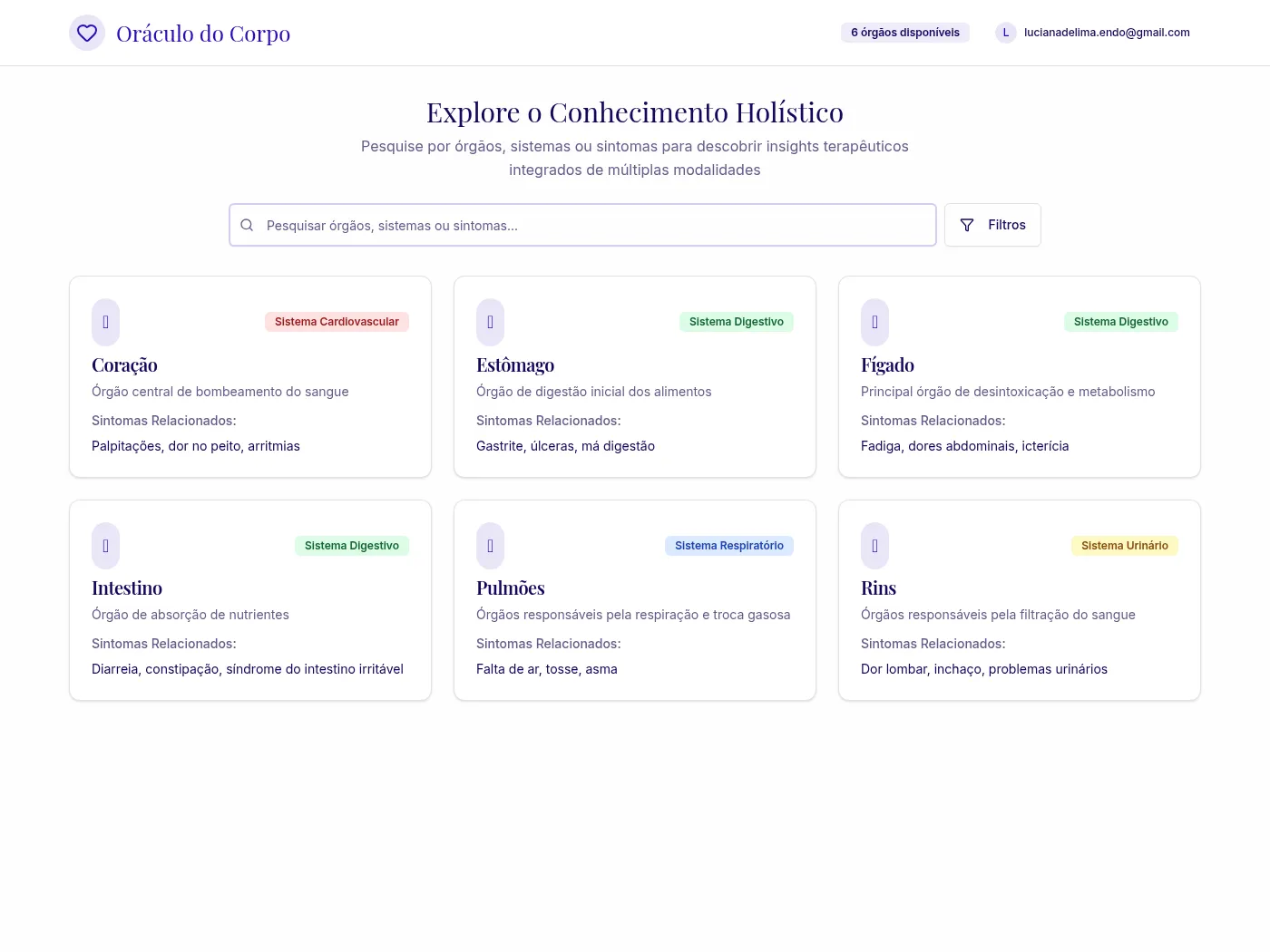 Oráculo do Corpo – Integrative Therapeutic Body Oracle for Holistic Health Analysis
